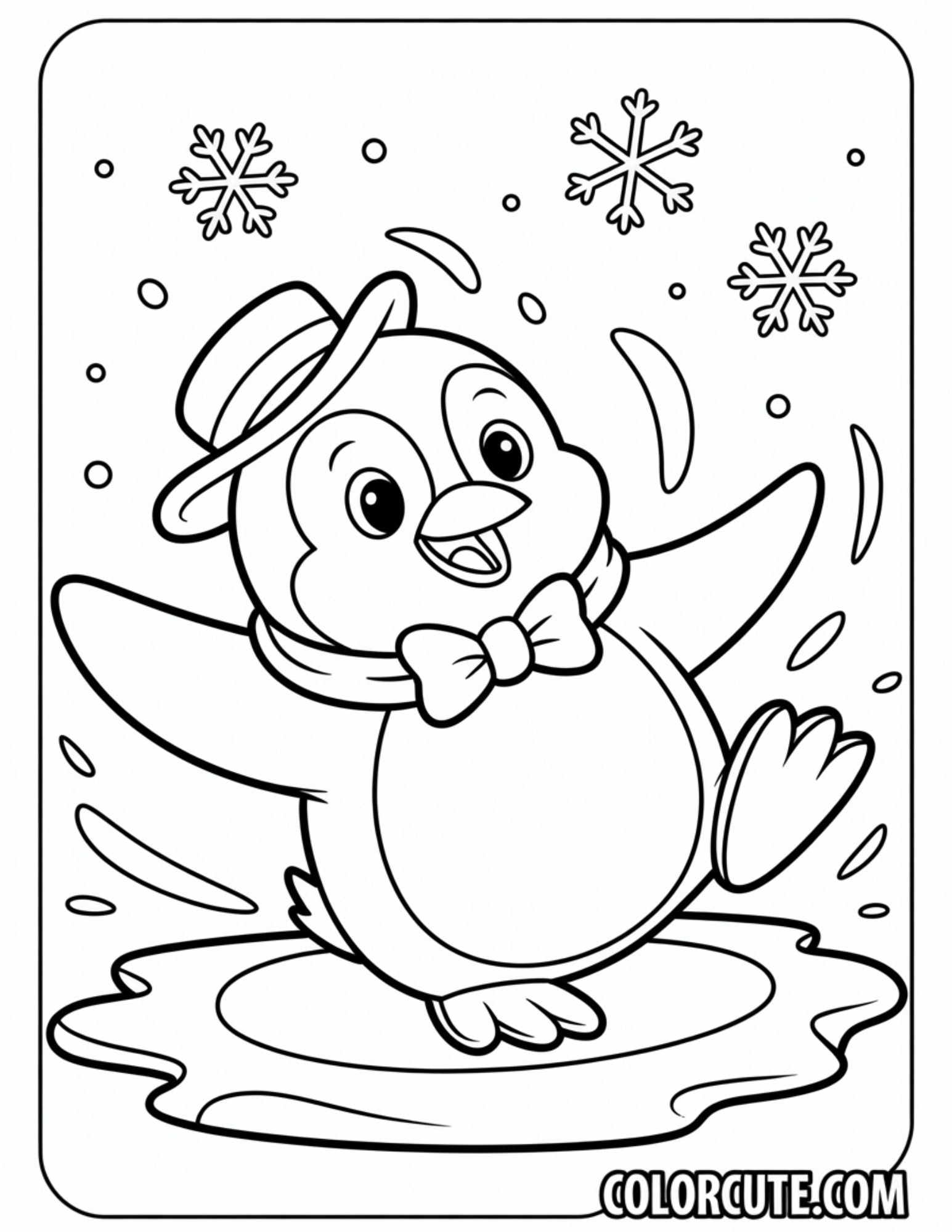 Cute Penguin Coloring Page | Free PDF Printables – Color Cute - Free ...