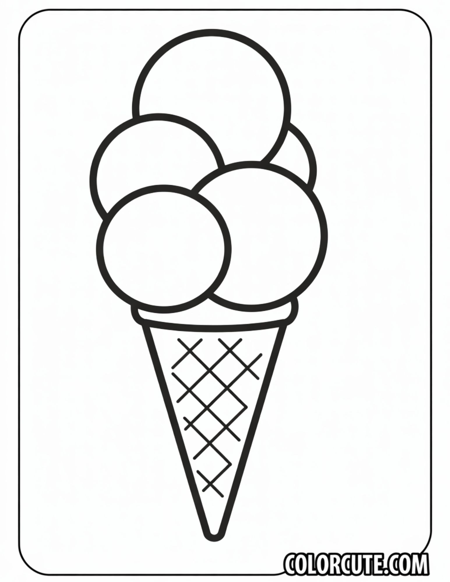 Ice Cream Cone Coloring Page | Free PDF Printables – Color Cute - Free ...