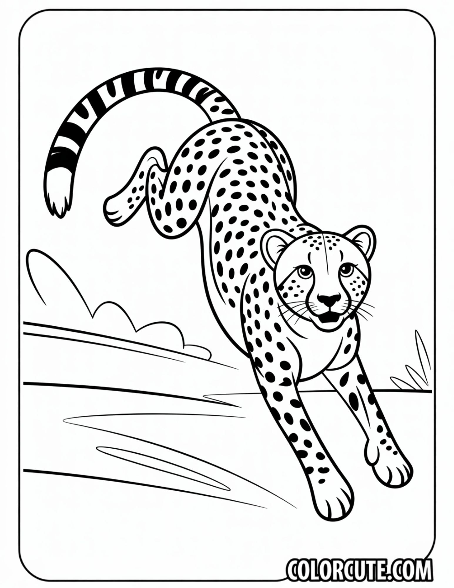 Cheetah Jumping Coloring Pages | Free PDF Printables – Color Cute ...
