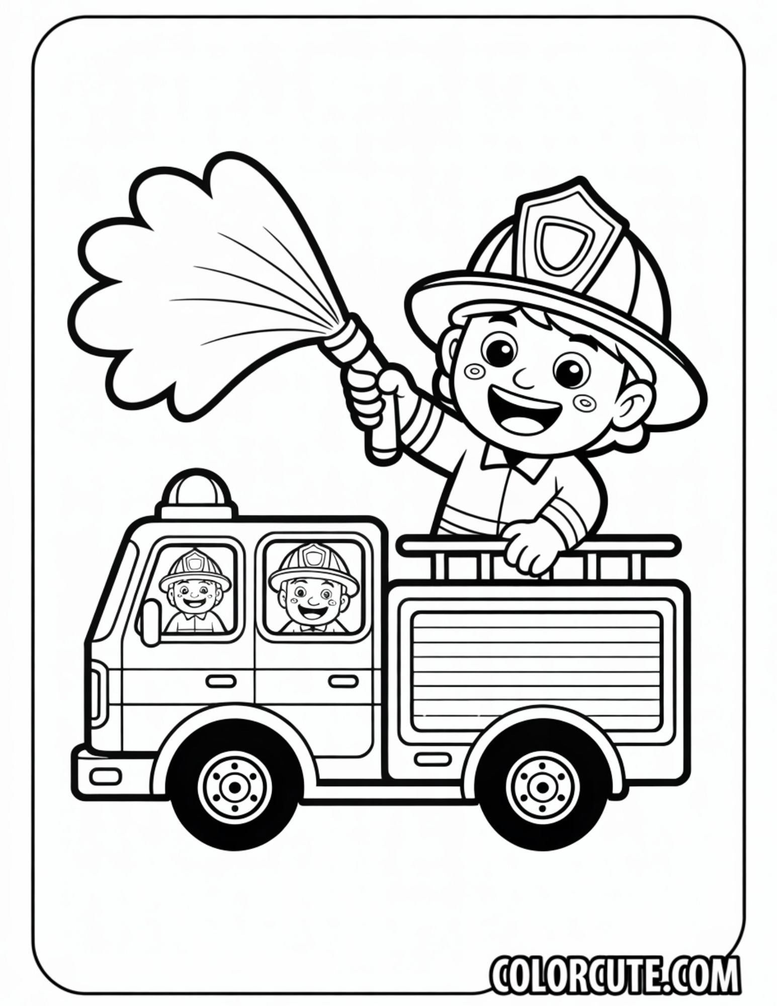 Kindergarten Fire Truck Coloring Pages | Free PDF Printables – Color ...