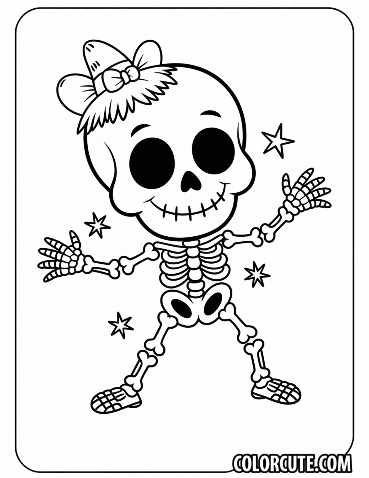 Spooky Skeleton Coloring Pages | Free PDF Printables – Color Cute ...
