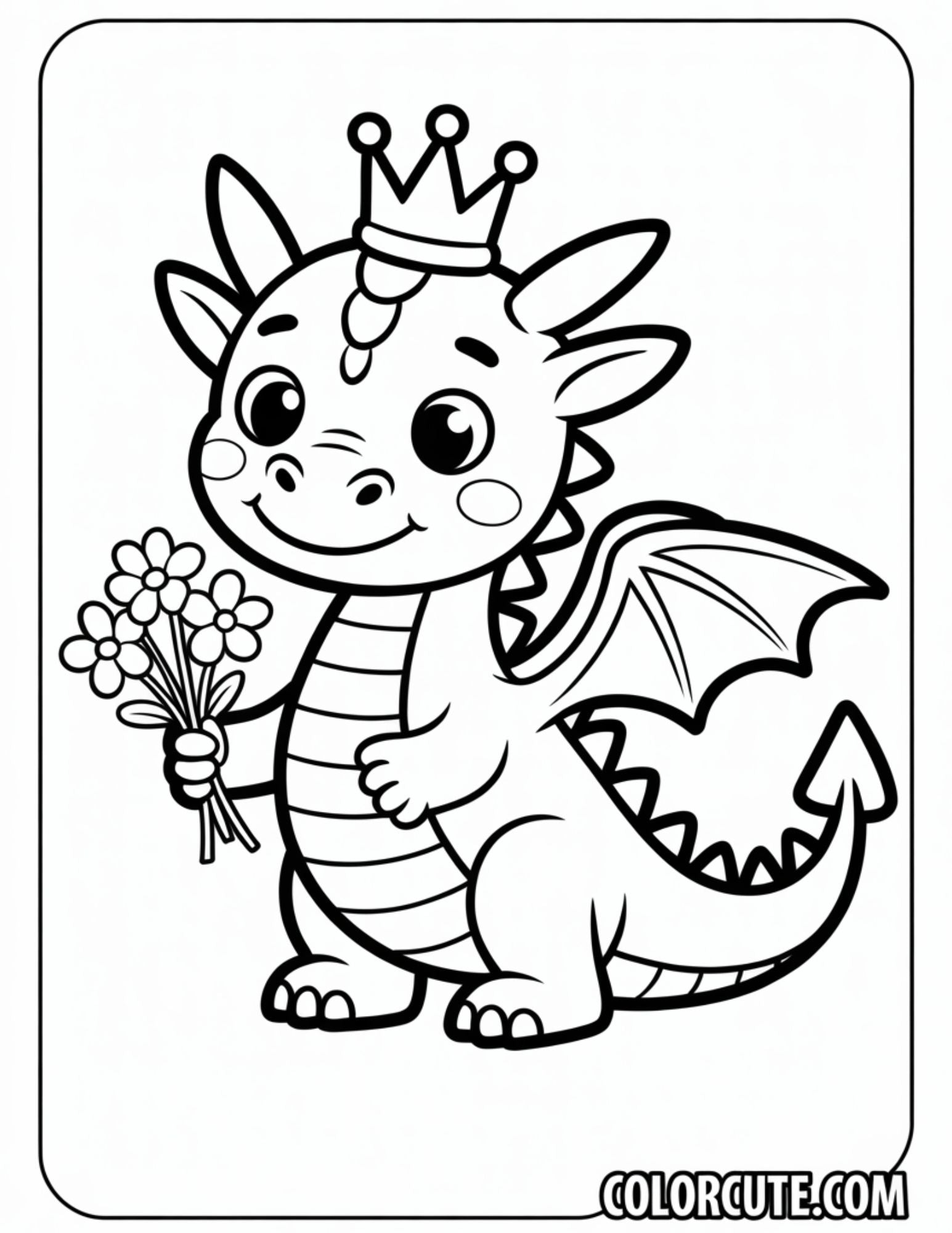 Kawaii Dragon Coloring Pages | Free PDF Printables – Color Cute - Free ...