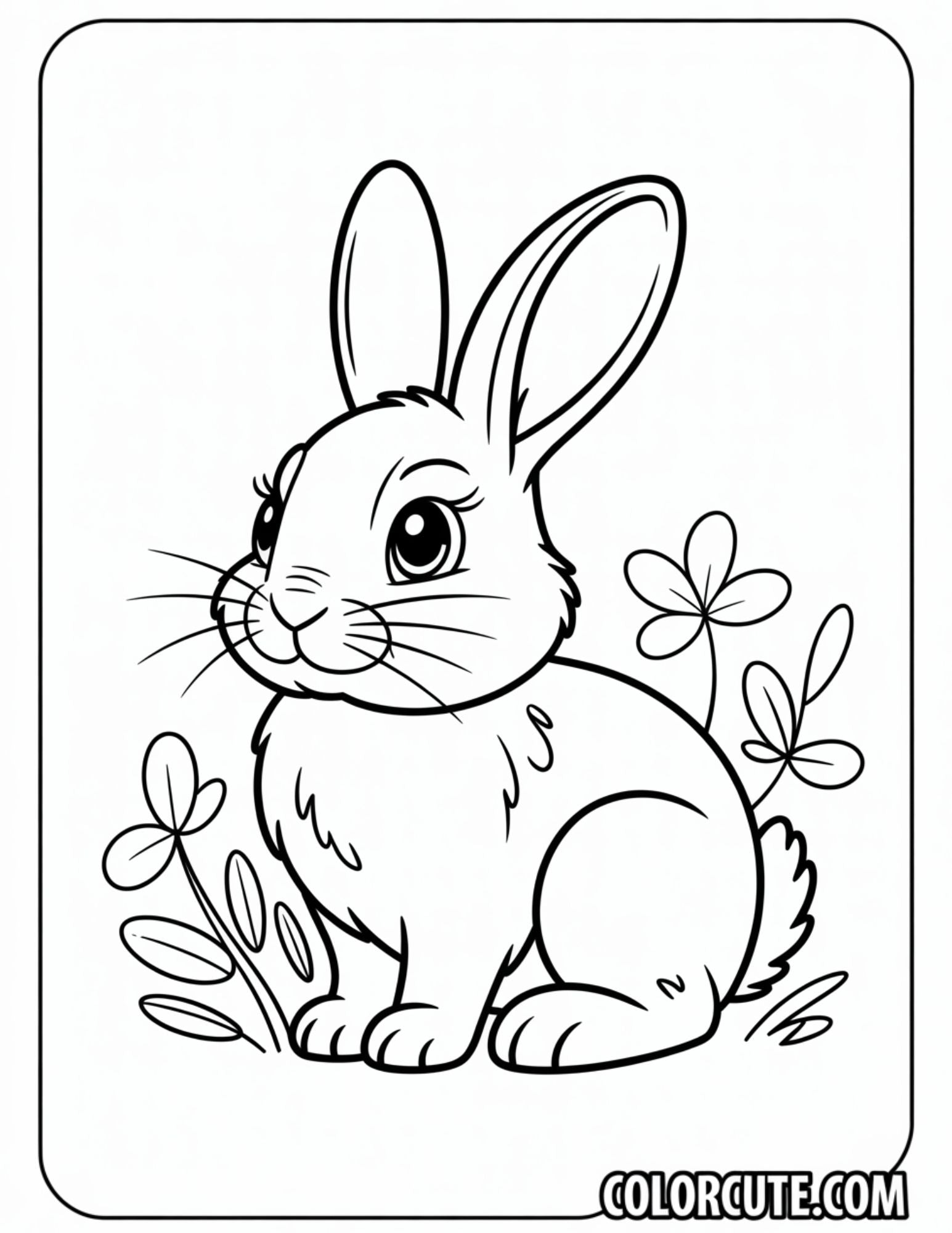 Bunny Coloring Page – Free PDF Printables – Color Cute - Free Coloring ...