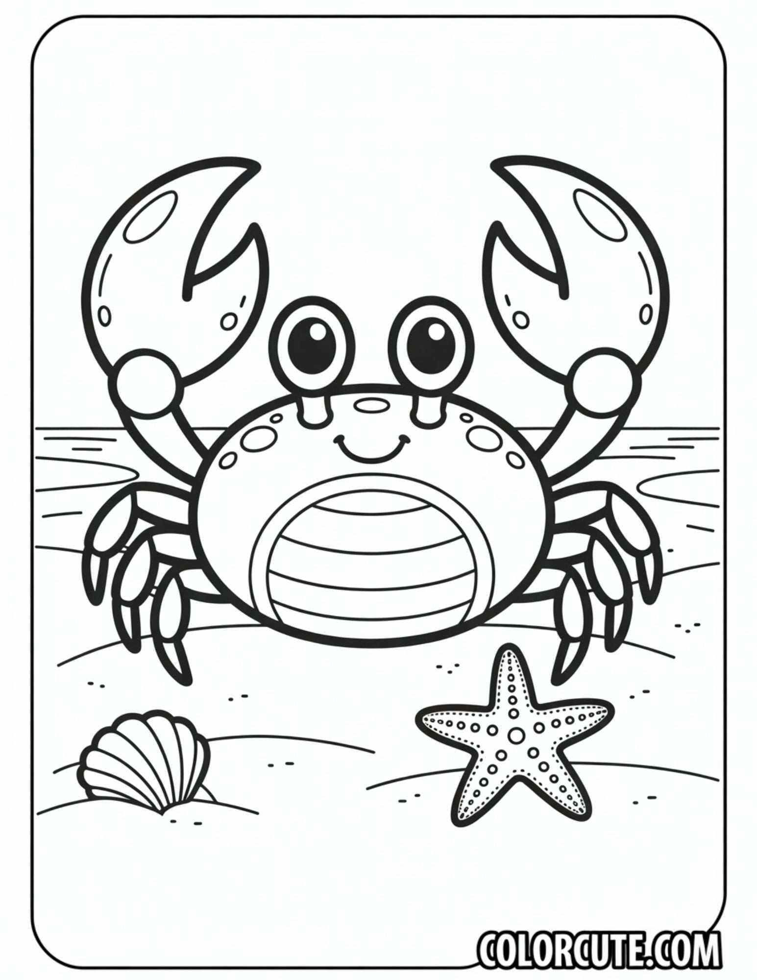Crab Summer Coloring Pages | Free PDF Printables – Color Cute - Free ...