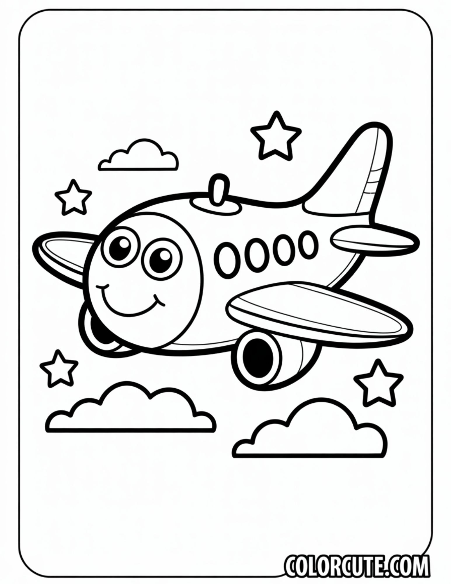 Cute Airplane Coloring Pages | Free PDF Printables – Color Cute - Free ...