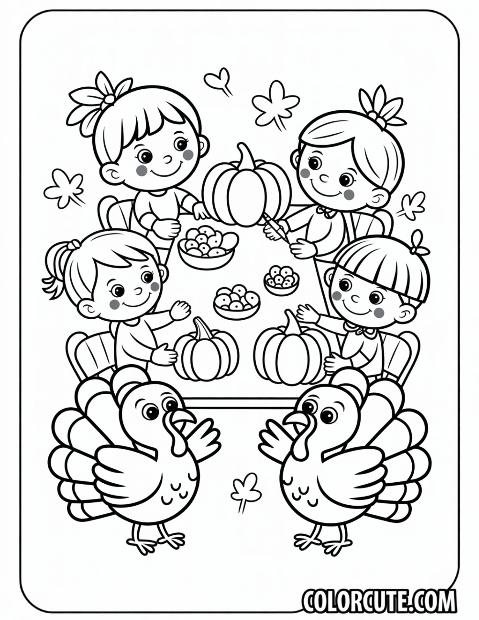 Kindergarten Thanksgiving Coloring Pages | Free PDF Printables – Color ...