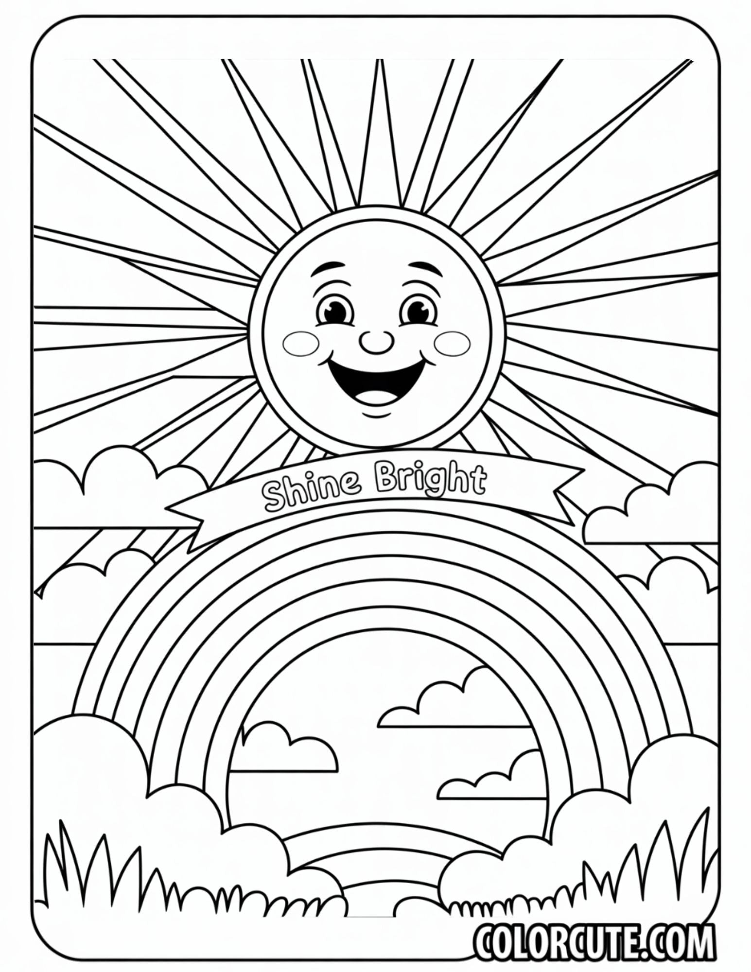 Rainbow Sun Coloring Page | Free PDF Printables – Color Cute - Free ...