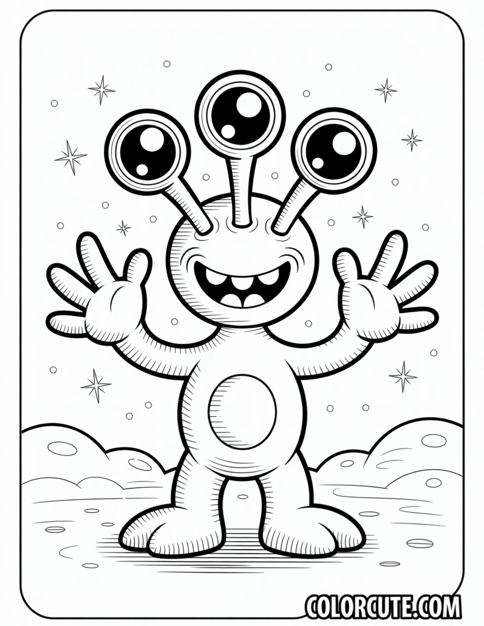 Monster Alien Coloring Pages Free PDF Printables – Color Cute - Free ...