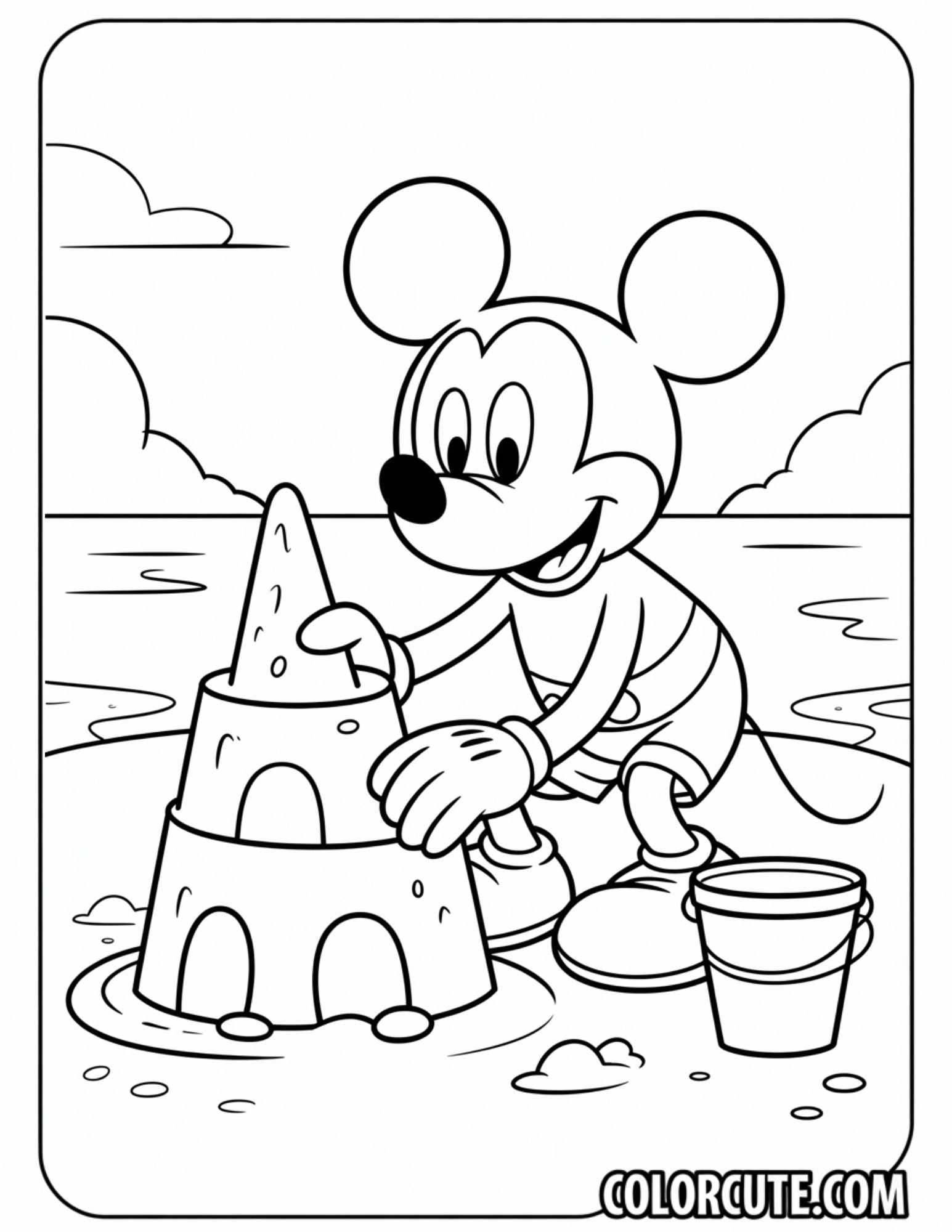 Beach Mickey Mouse Coloring Pages | Free PDF Printables – Color Cute ...
