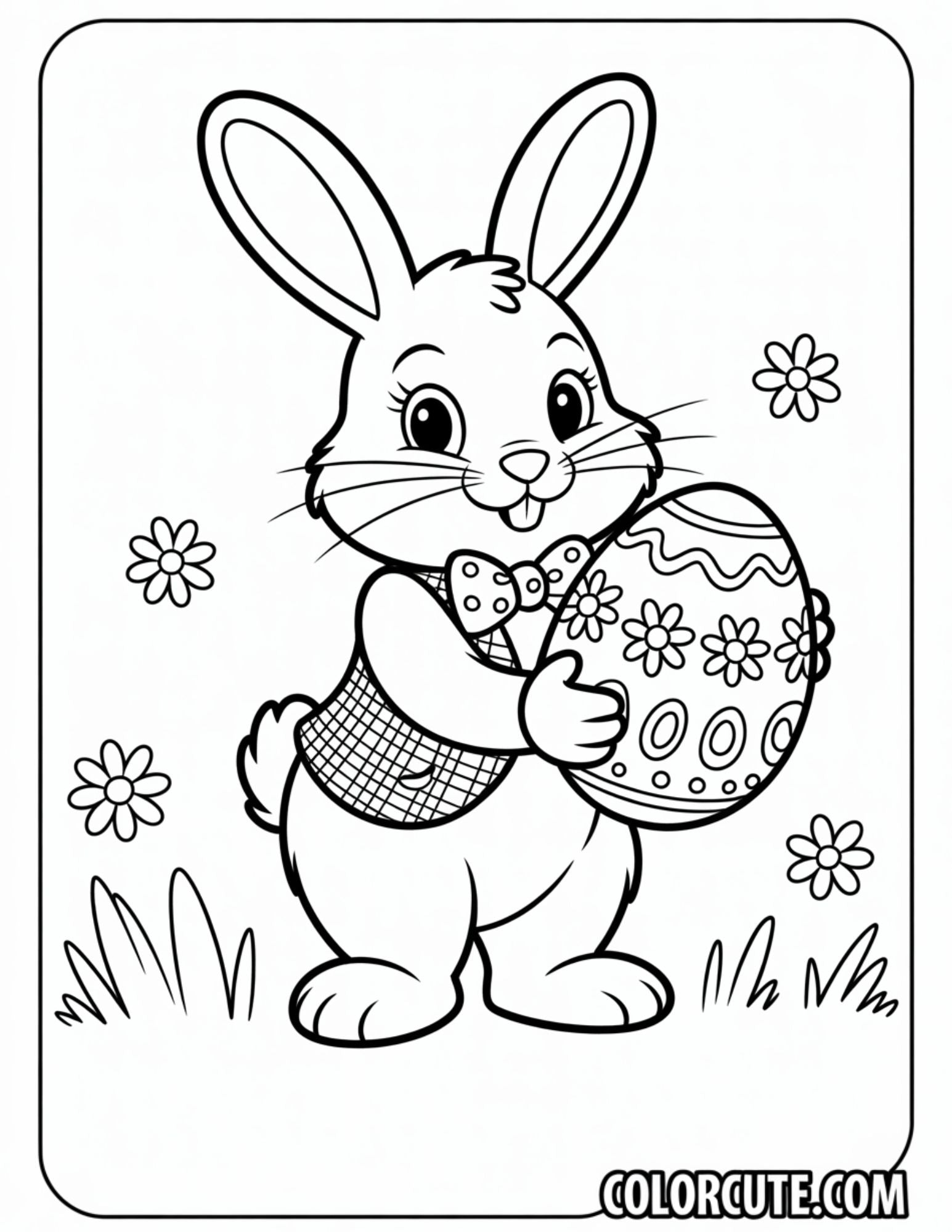 Easter Cute Bunny Coloring Pages | Free PDF Printables – Color Cute ...