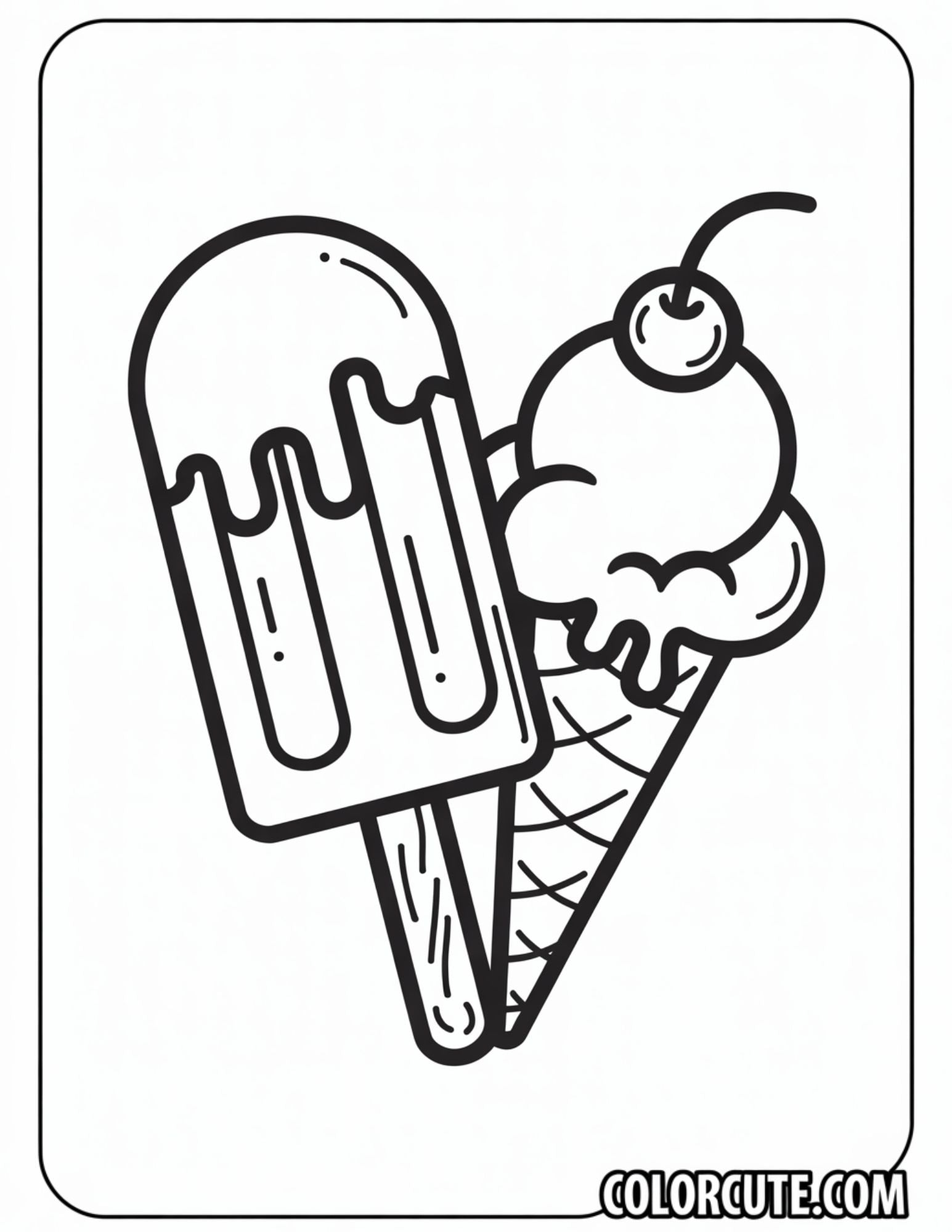 Ice Cream and Popsicle Coloring Page | Free PDF Printables – Color Cute ...