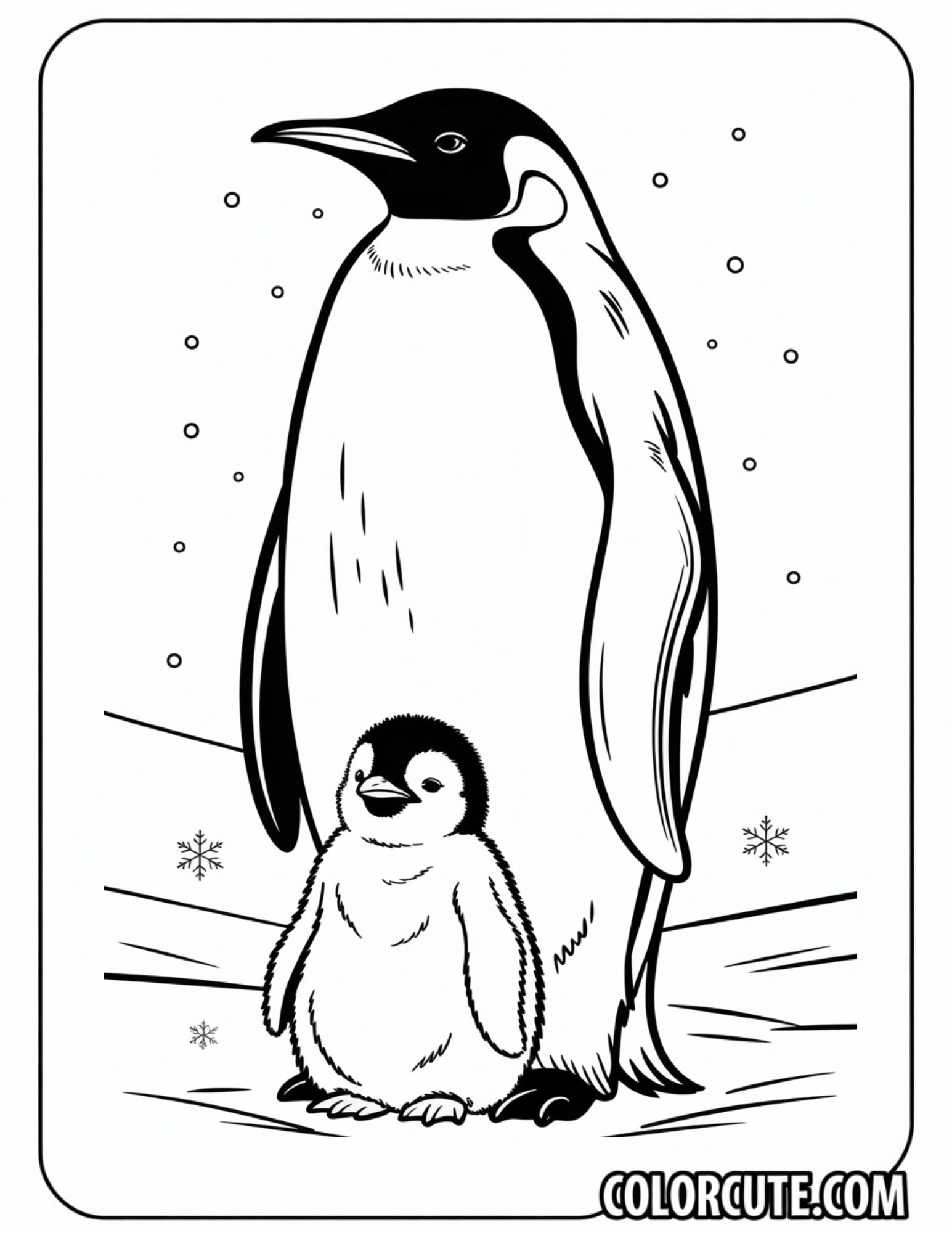 Emperor Penguin Coloring Page | Free PDF Printables – Color Cute - Free ...