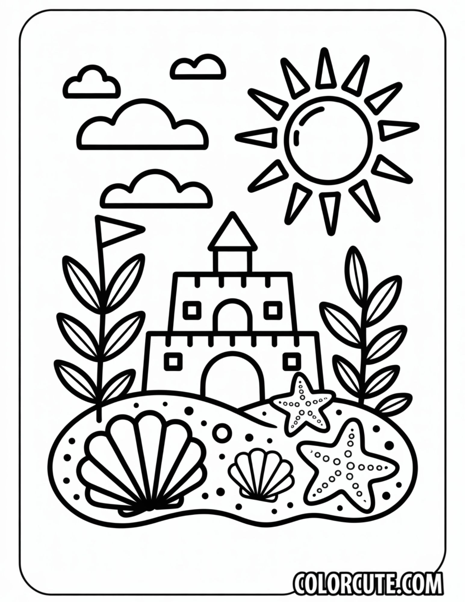 Beach Bold and Easy Coloring Pages | Free PDF Printables – Color Cute ...