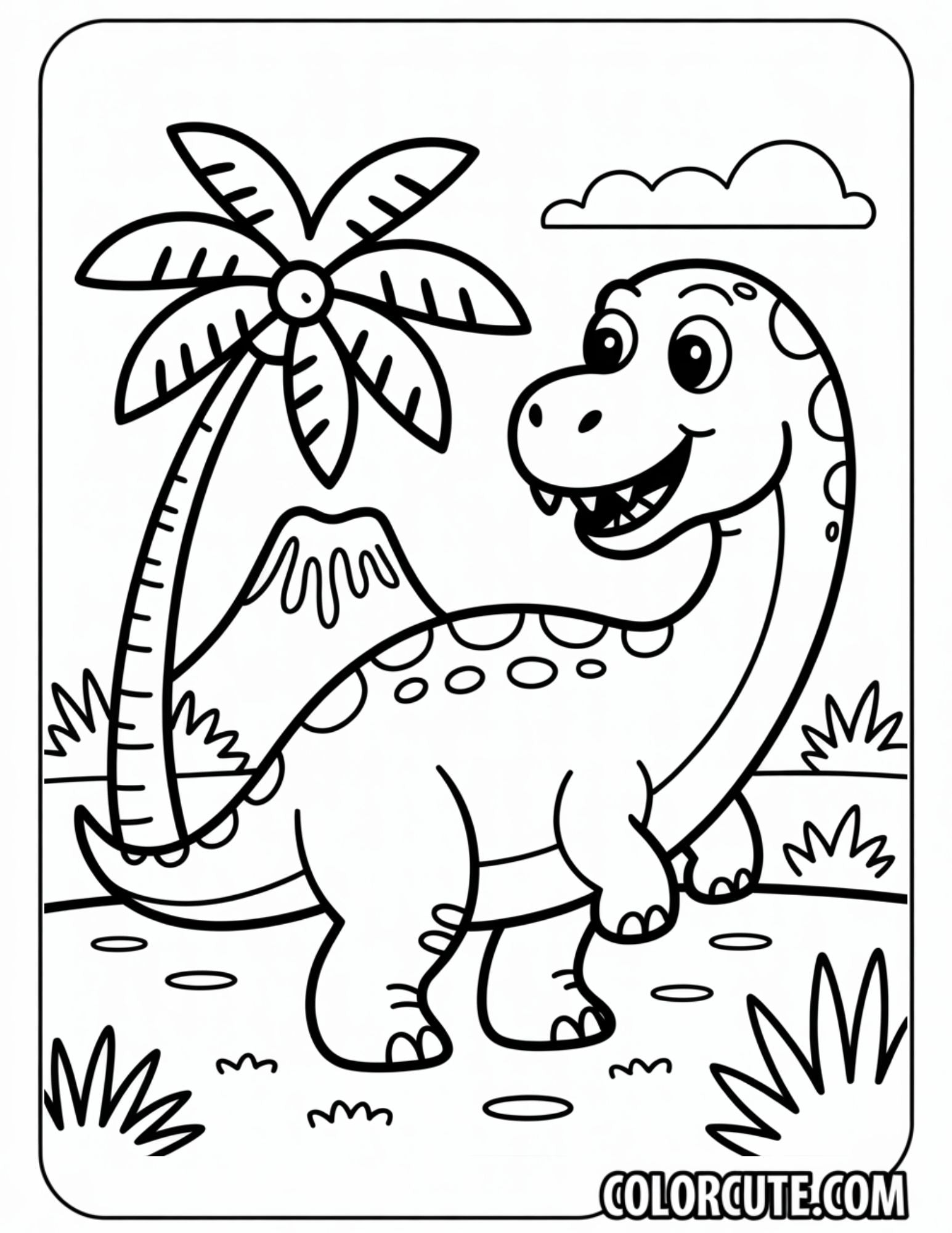 Dinosaur Preschool Coloring Page | Free PDF Printables – Color Cute ...