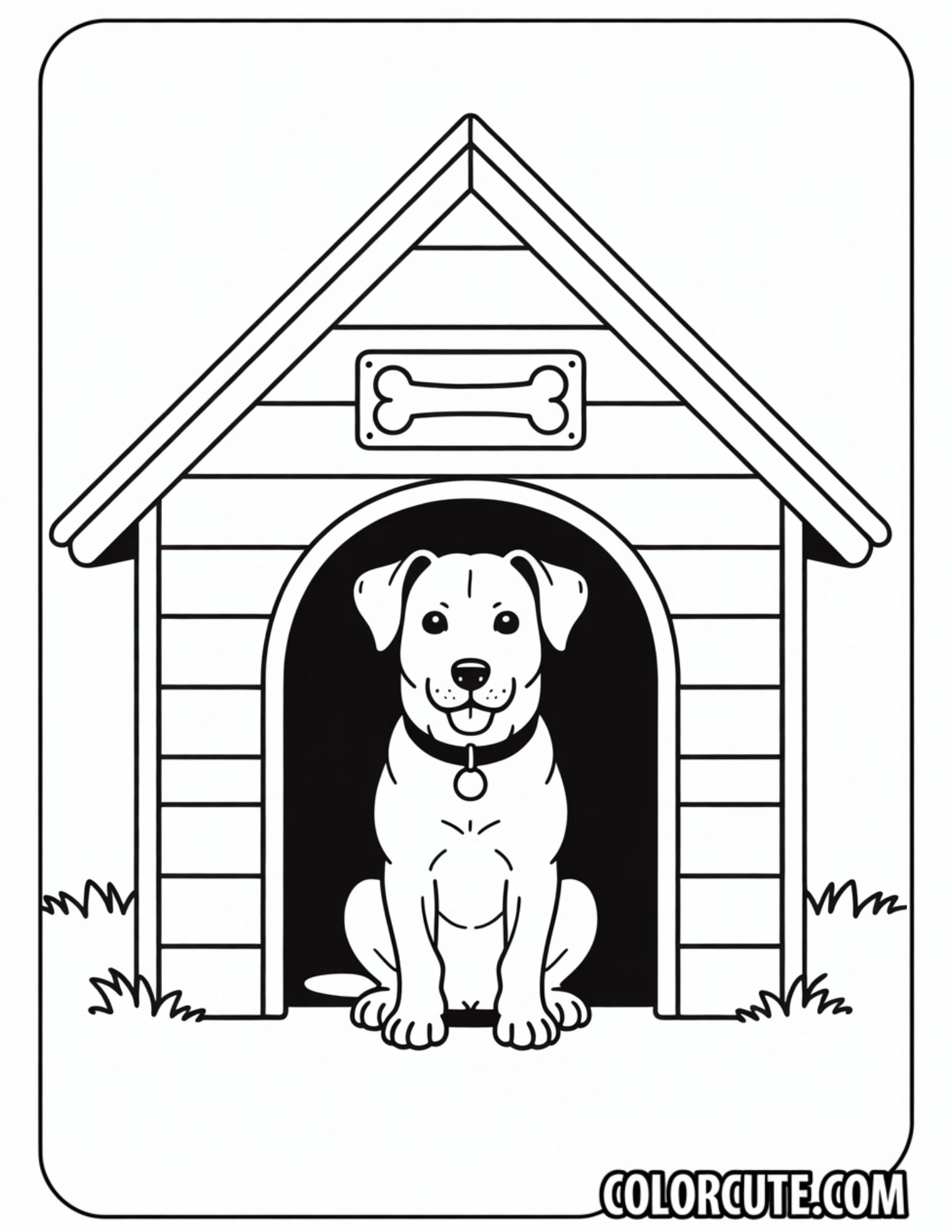Dog in a Doghouse Coloring Page | Free PDF Printables – Color Cute ...