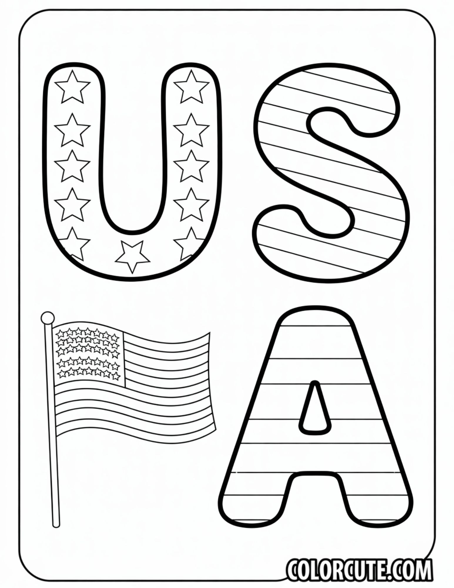 USA Letters Coloring Pages | Free PDF Printables – Color Cute - Free ...