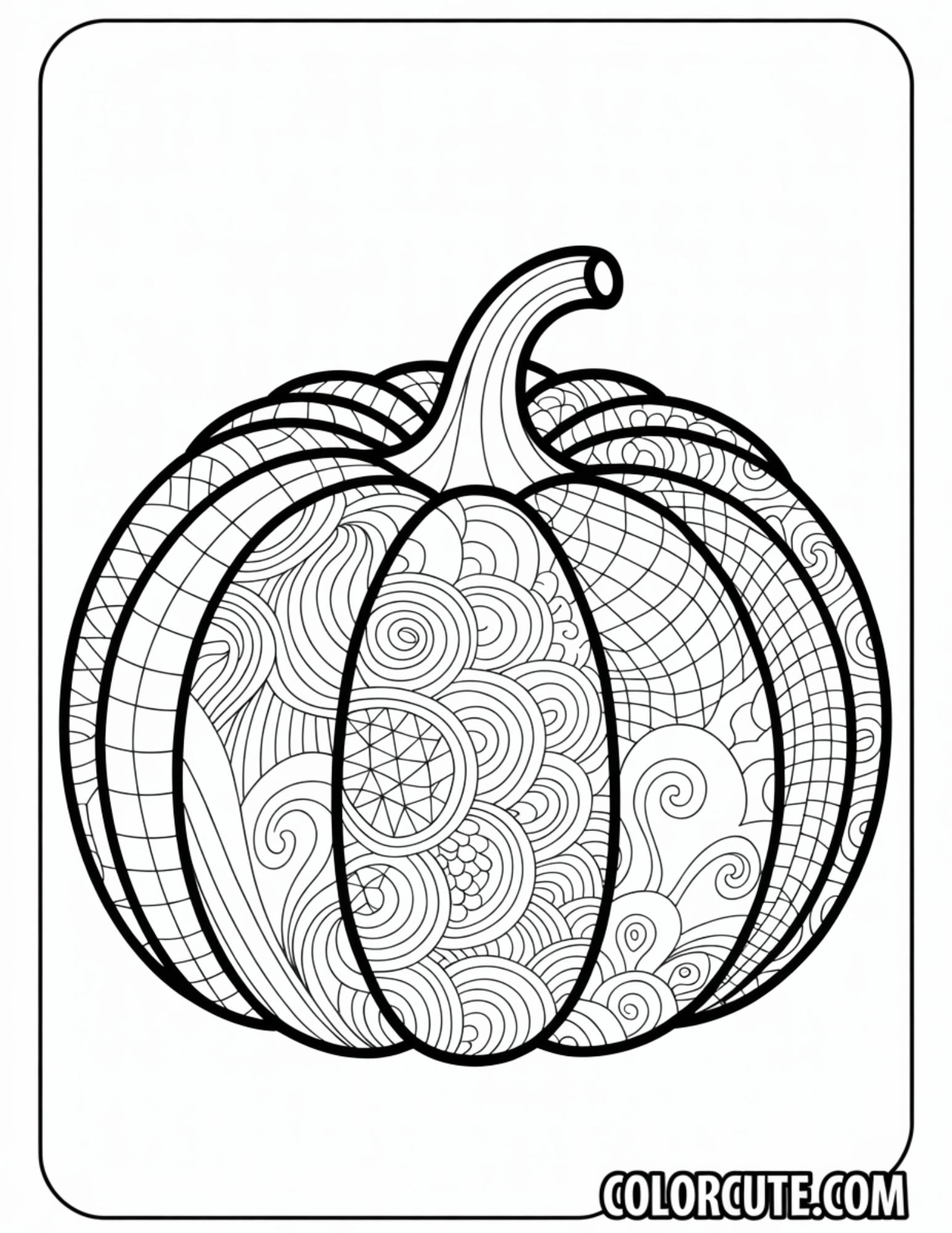 Zentangle Pumpkin Coloring Page | Free PDF Printables – Color Cute ...