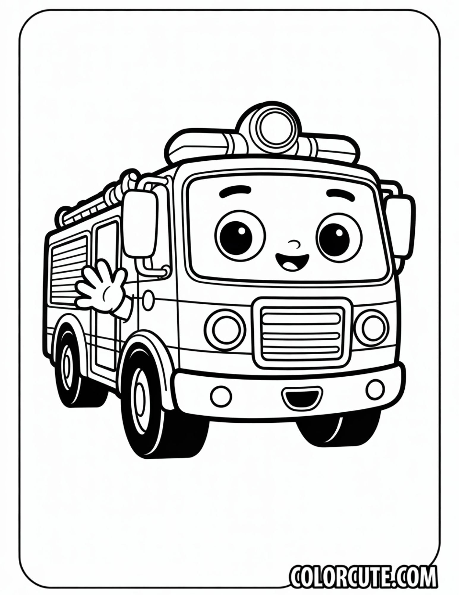 Kawaii Fire Truck Coloring Pages | Free PDF Printables – Color Cute ...
