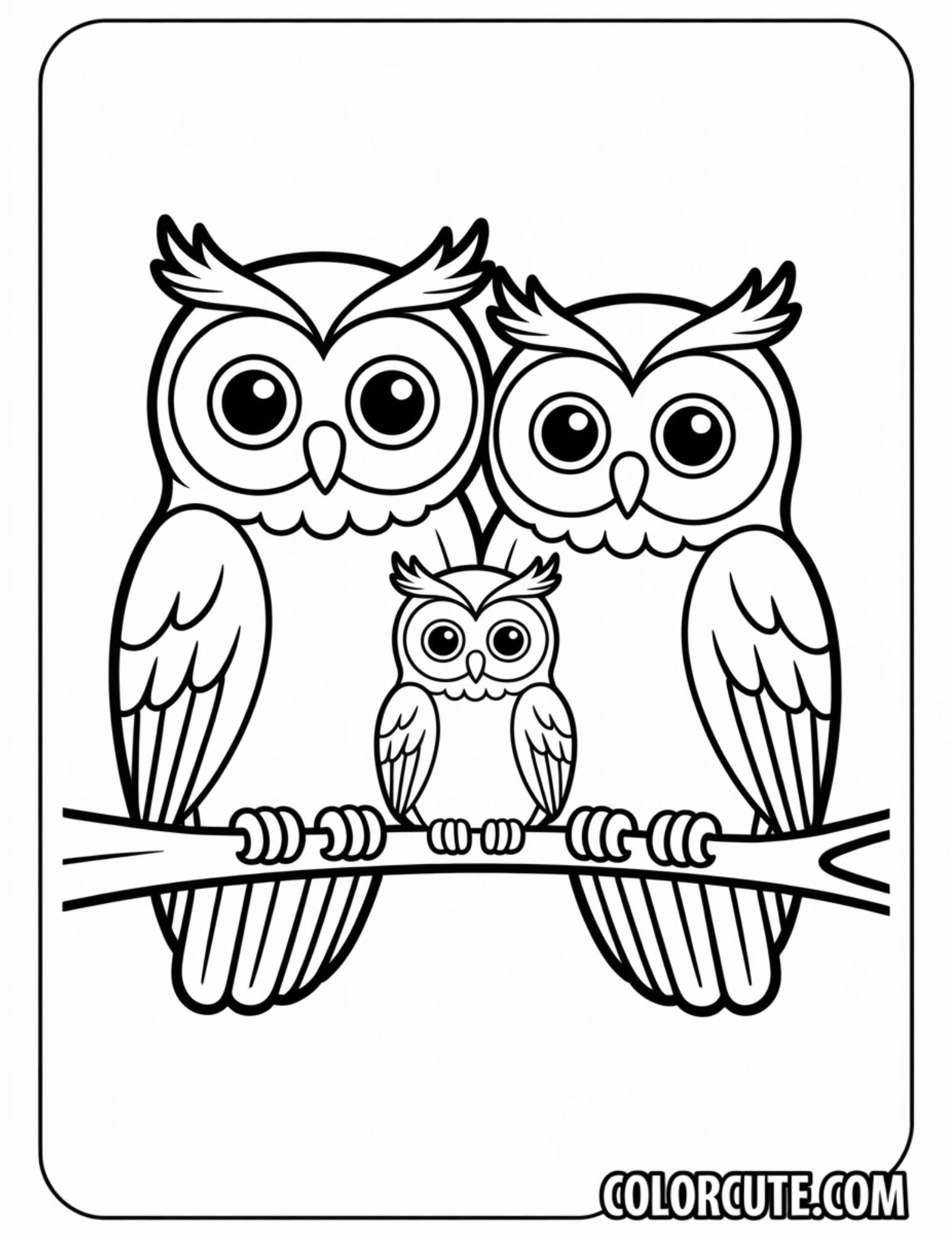 Family Owl Coloring Pages | Free PDF Printables – Color Cute - Free ...
