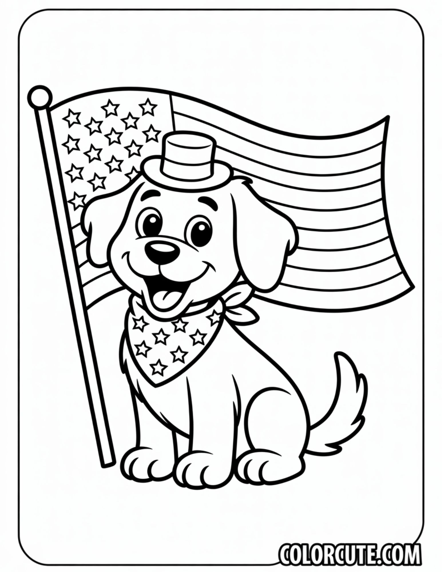 4th of July Dog Coloring Pages | Free PDF Printables – Color Cute ...