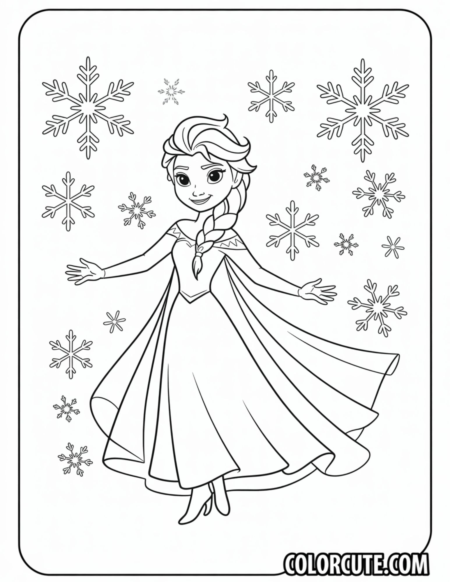 Frozen Elsa Coloring Pages | Free PDF Printables – Color Cute - Free ...
