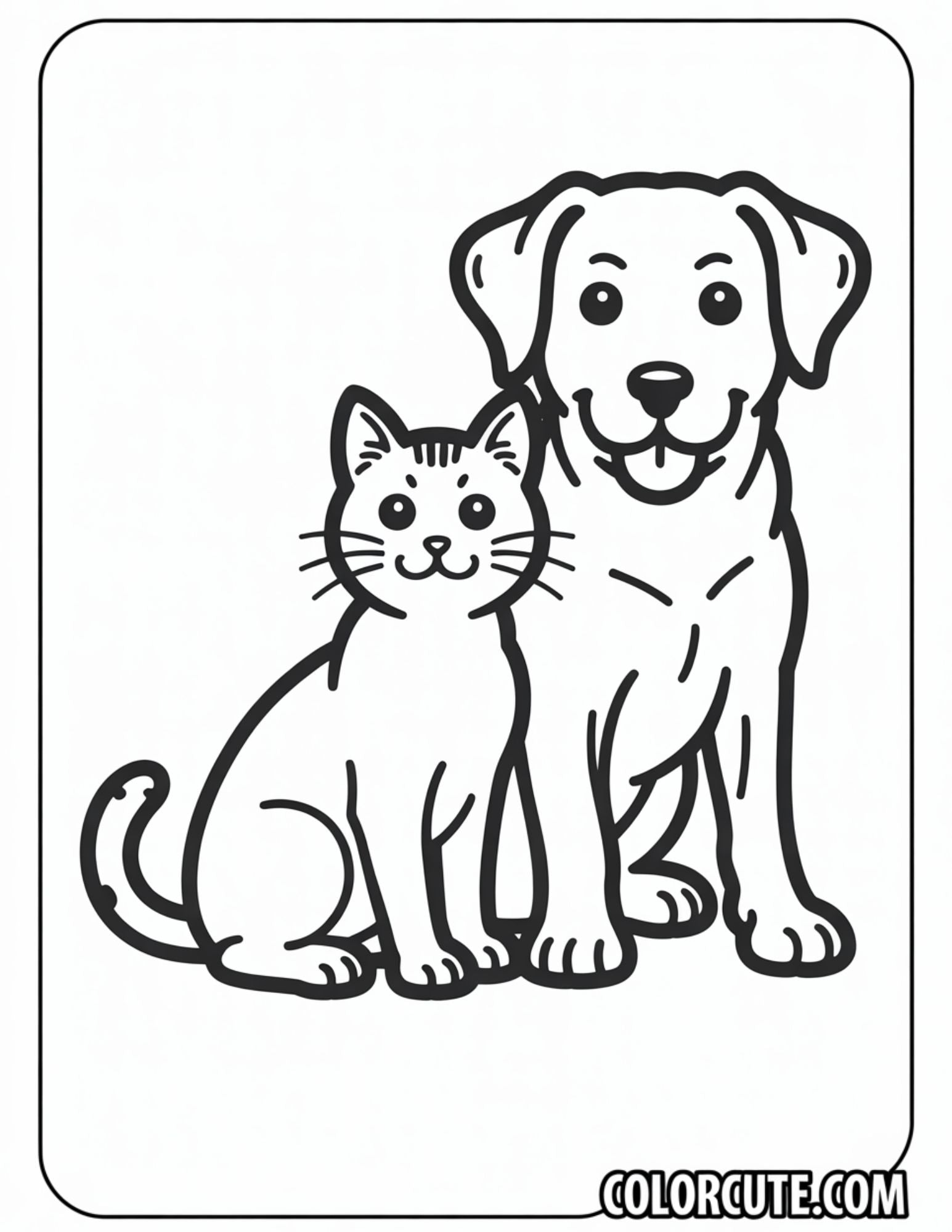 Puppy and Kitten Together Coloring Page | Free PDF Printables – Color ...