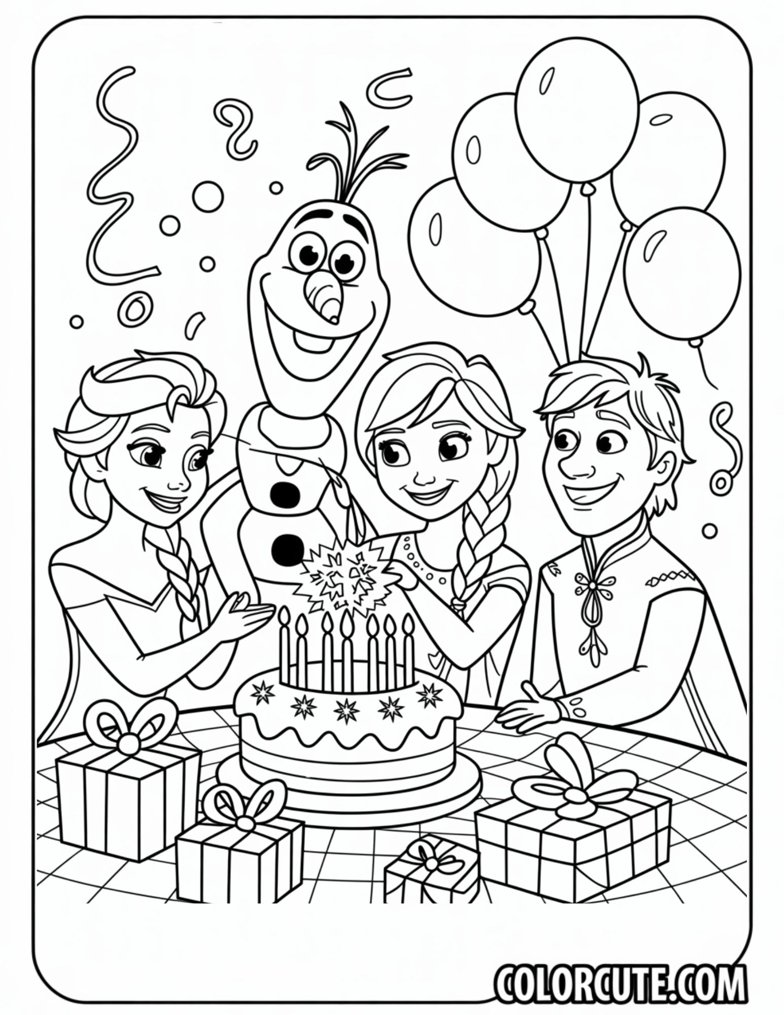 Birthday Frozen Party Coloring Pages | Free PDF Printables – Color Cute ...