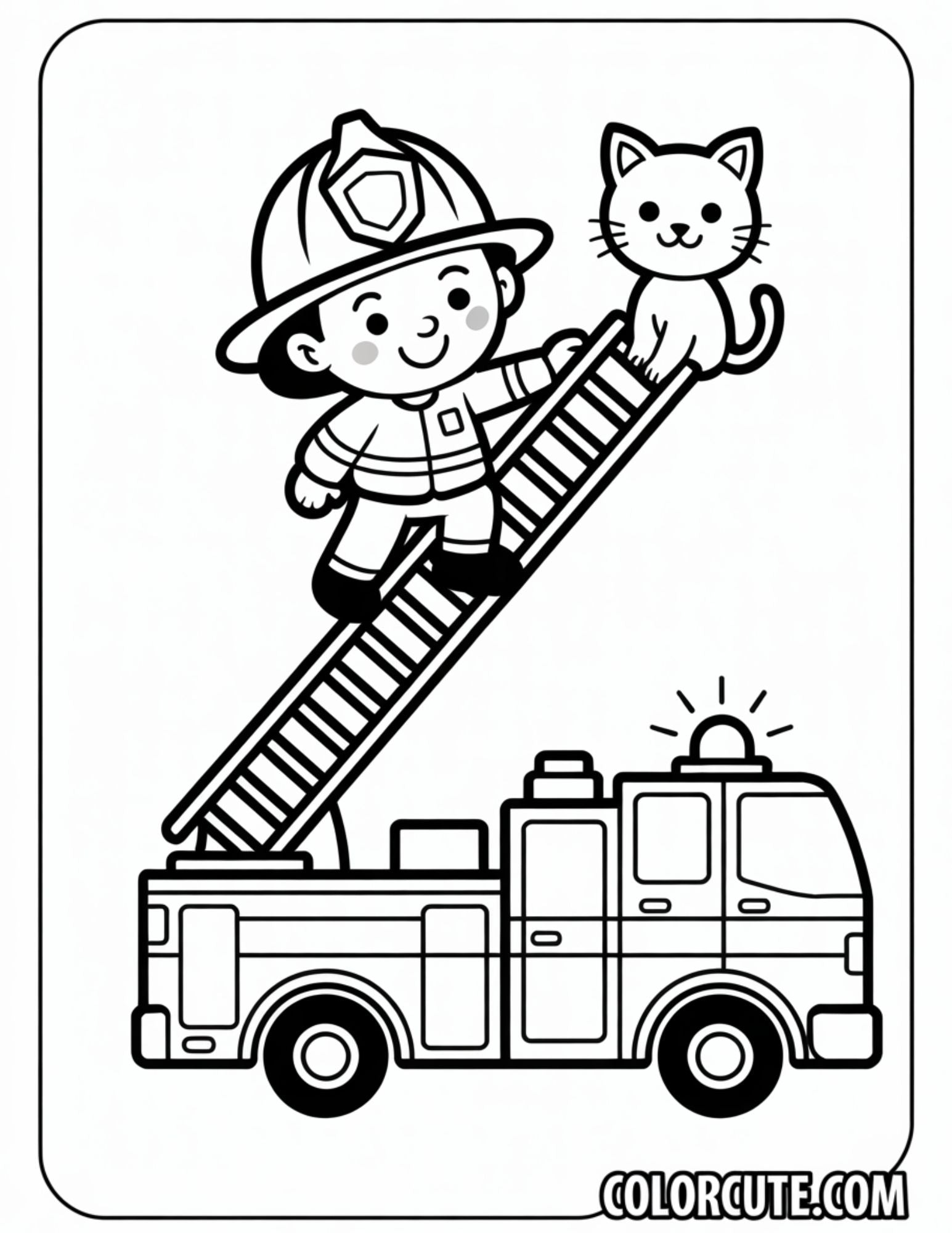 Fun Fire Truck Coloring Pages | Free PDF Printables – Color Cute - Free ...