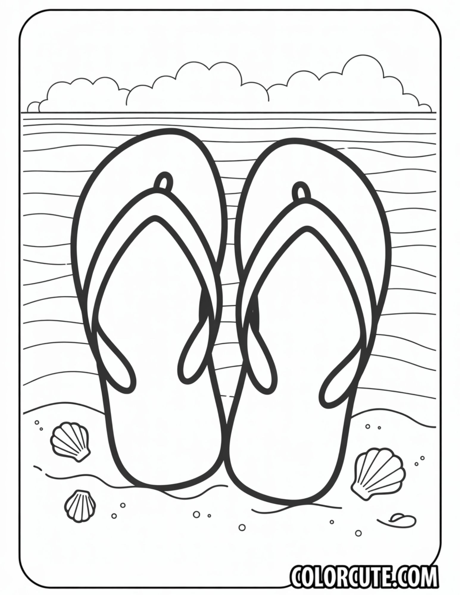 Flip Flops Summer Coloring Pages | Free PDF Printables – Color Cute ...
