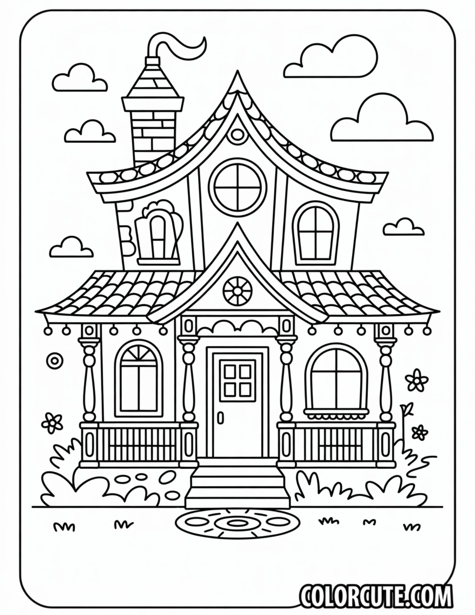 Kindergarten House Coloring Pages | Free PDF Printables – Color Cute ...