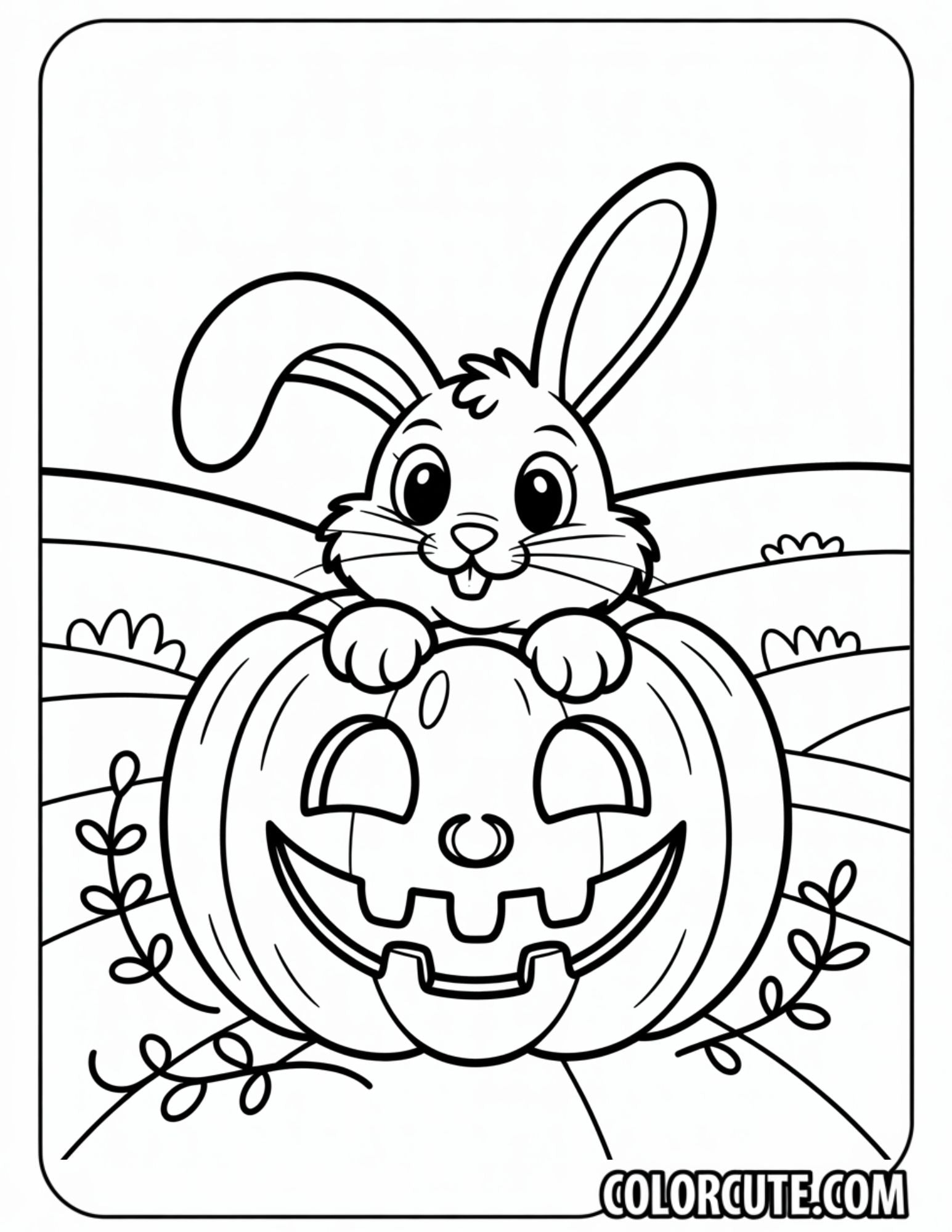 Cute Bunny Halloween Coloring Page | Free PDF Printables – Color Cute ...