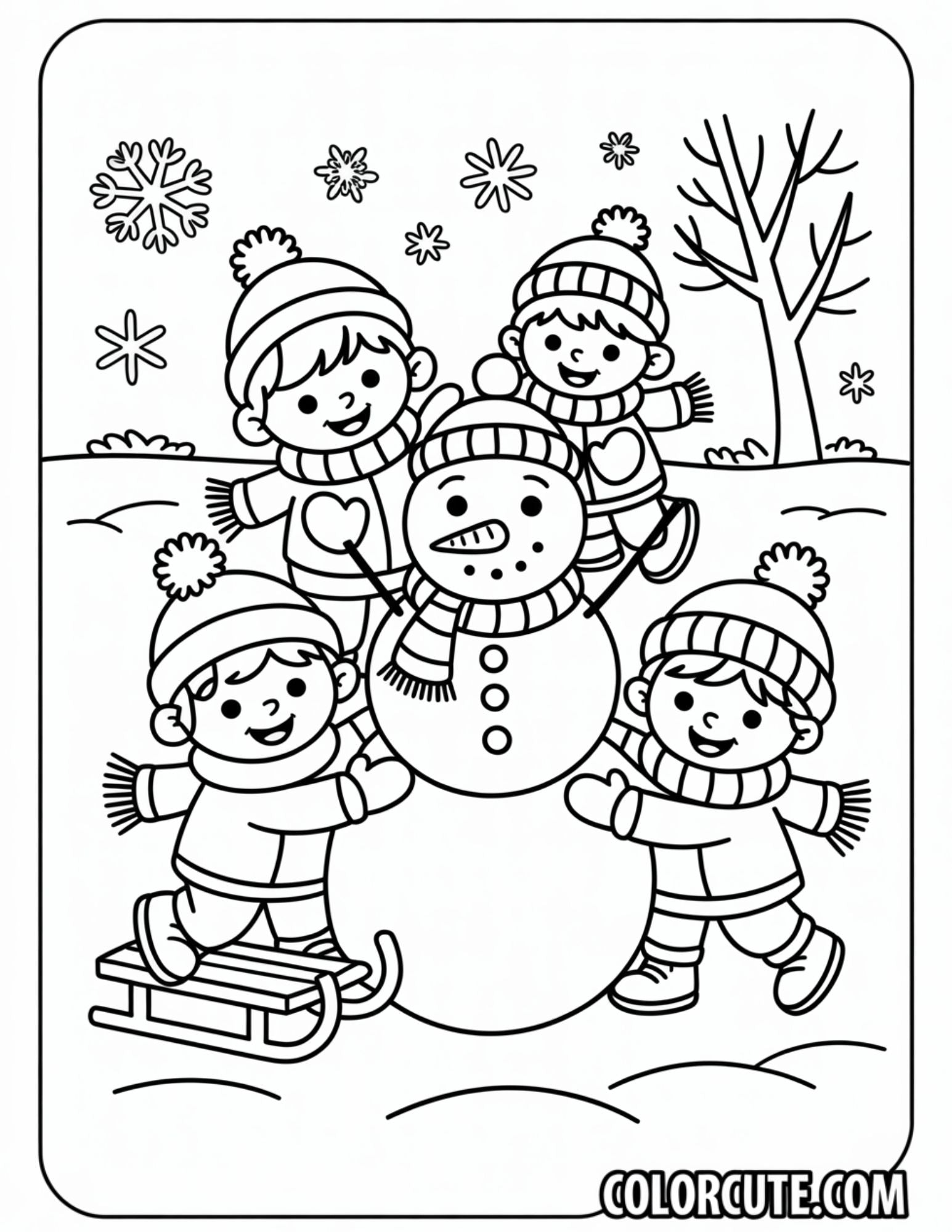 Winter Preschool Coloring Pages | Free PDF Printables – Color Cute ...
