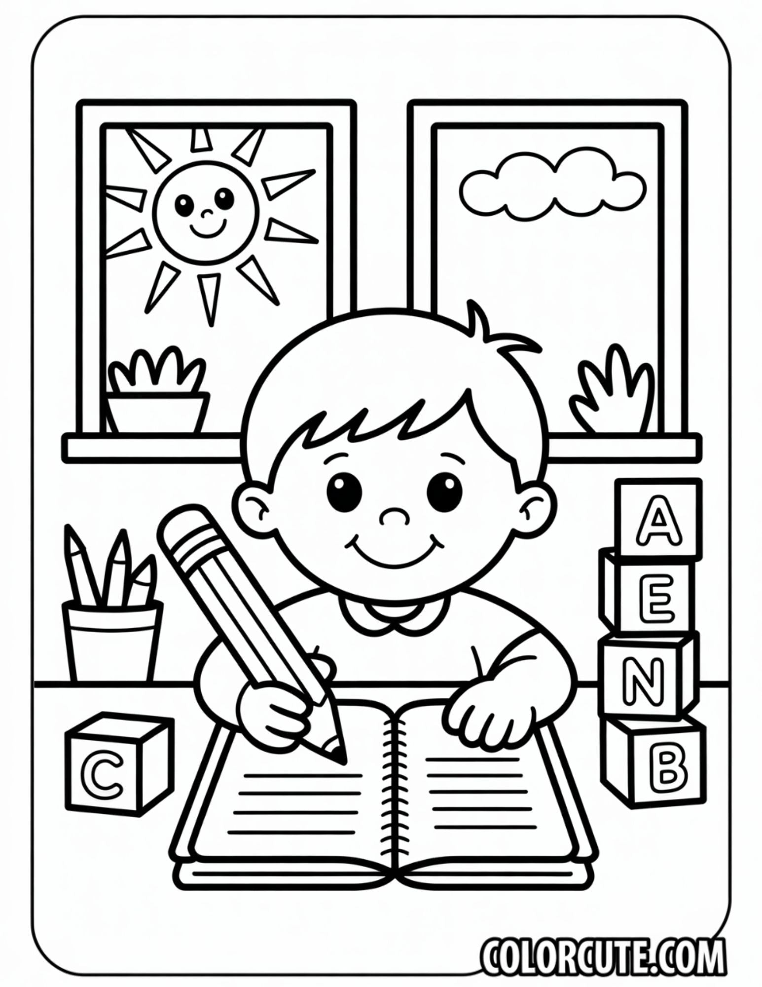 Writing Preschool Coloring Pages | Free PDF Printables – Color Cute ...