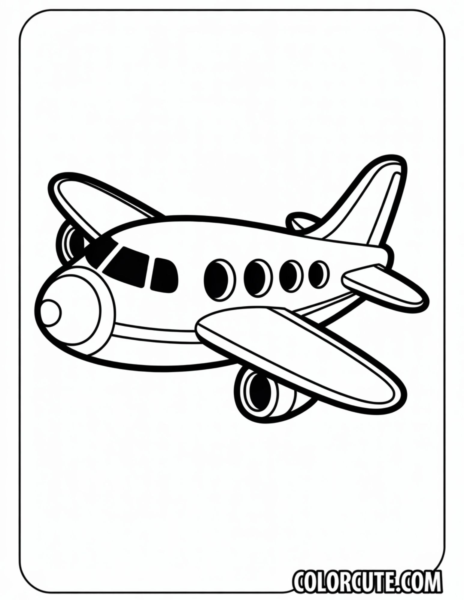 Simple Airplane Coloring Pages | Free PDF Printables – Color Cute ...