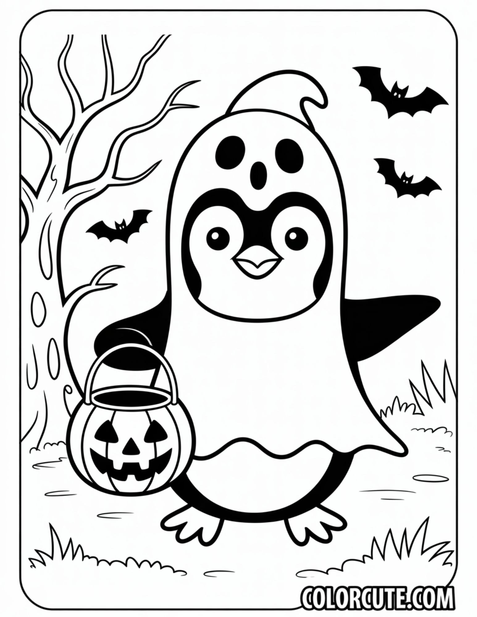 Halloween Penguin Coloring Page | Free PDF Printables – Color Cute ...