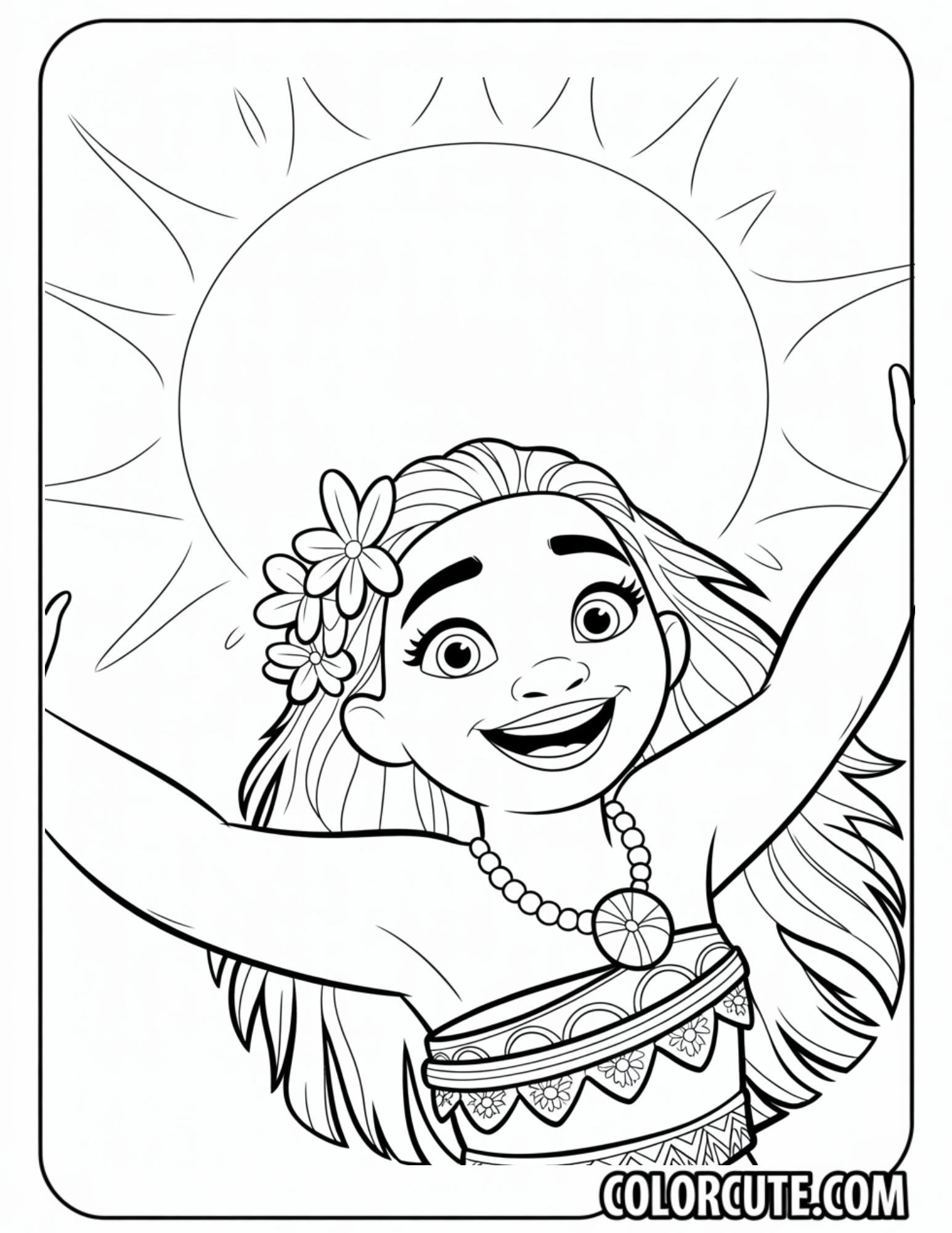 Happy Moana Coloring Page | Free PDF Printables – Color Cute - Free ...