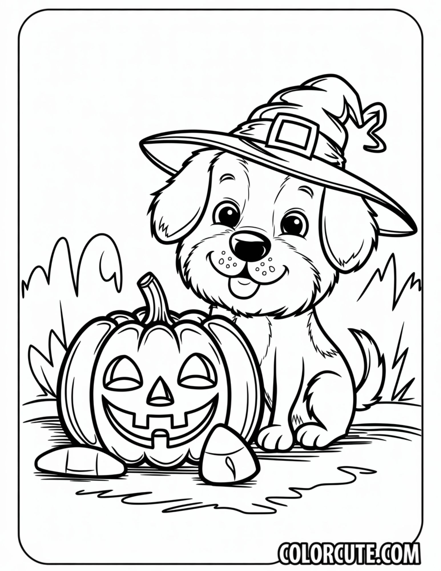 Halloween cute Dog Coloring Page | Free PDF Printables – Color Cute ...