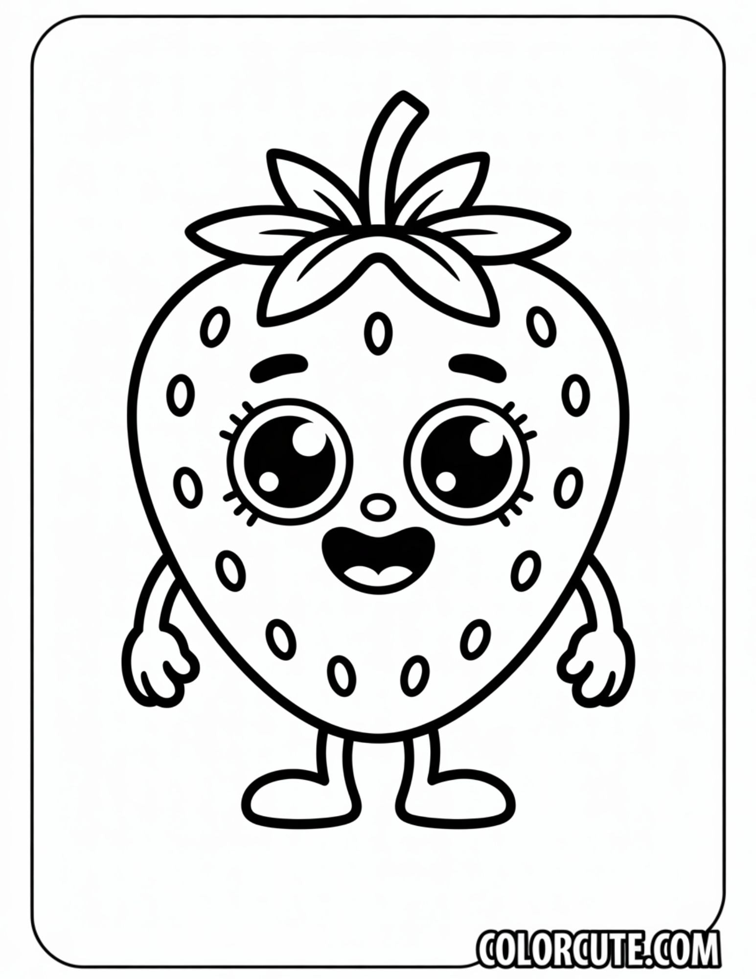 Cartoon Strawberry Coloring Pages – Free PDF Printables – Color Cute ...