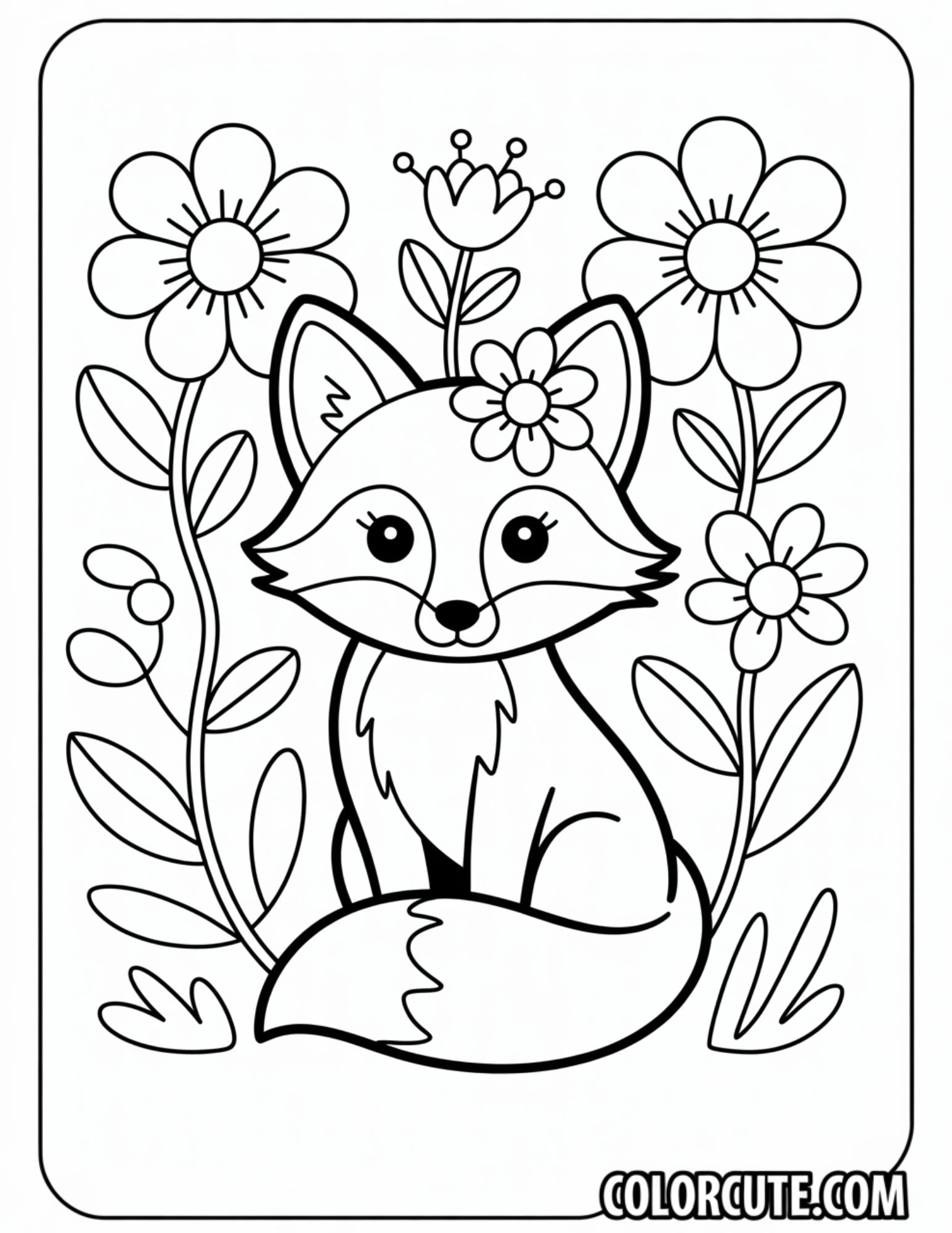 Fox in a Forest Scene Coloring Pages | Free PDF Printables – Color Cute ...