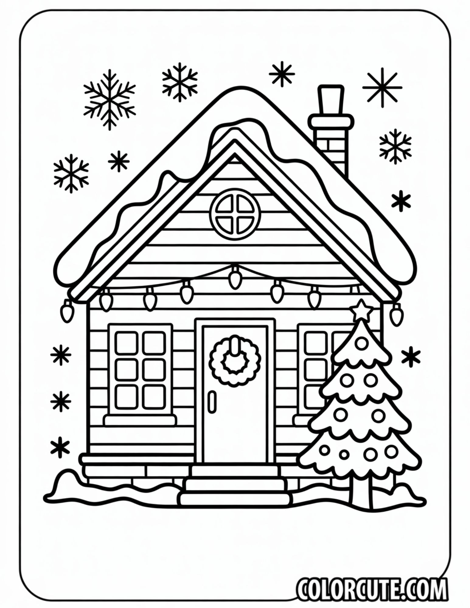 Christmas House Coloring Pages | Free PDF Printables – Color Cute ...