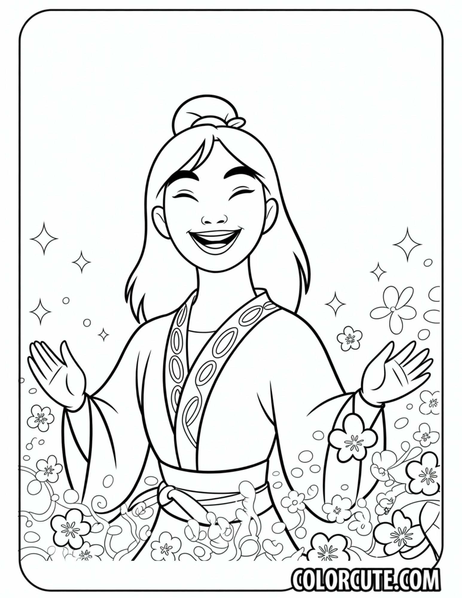 Happy Mulan Coloring Pages | Free PDF Printables – Color Cute - Free ...