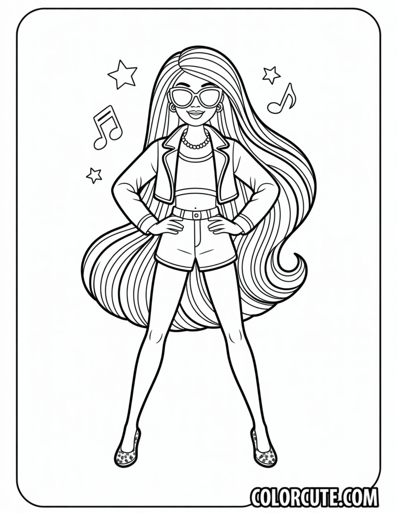 Sketch Fashion Girl Coloring Pages | Free PDF Printables – Color Cute ...