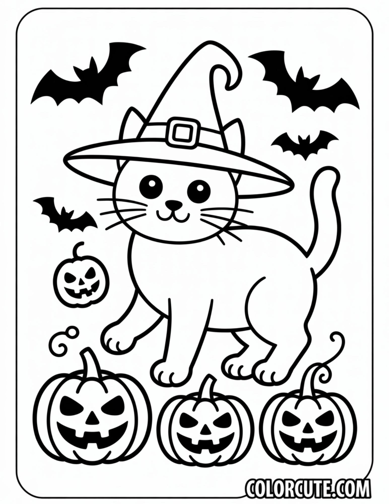 Cat Halloween Coloring Pages | Free PDF Printables – Color Cute - Free ...