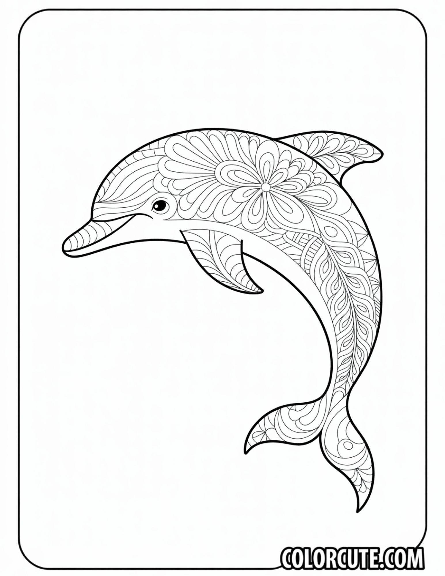 Mandala Dolphin Coloring Page | Free PDF Printables – Color Cute - Free ...