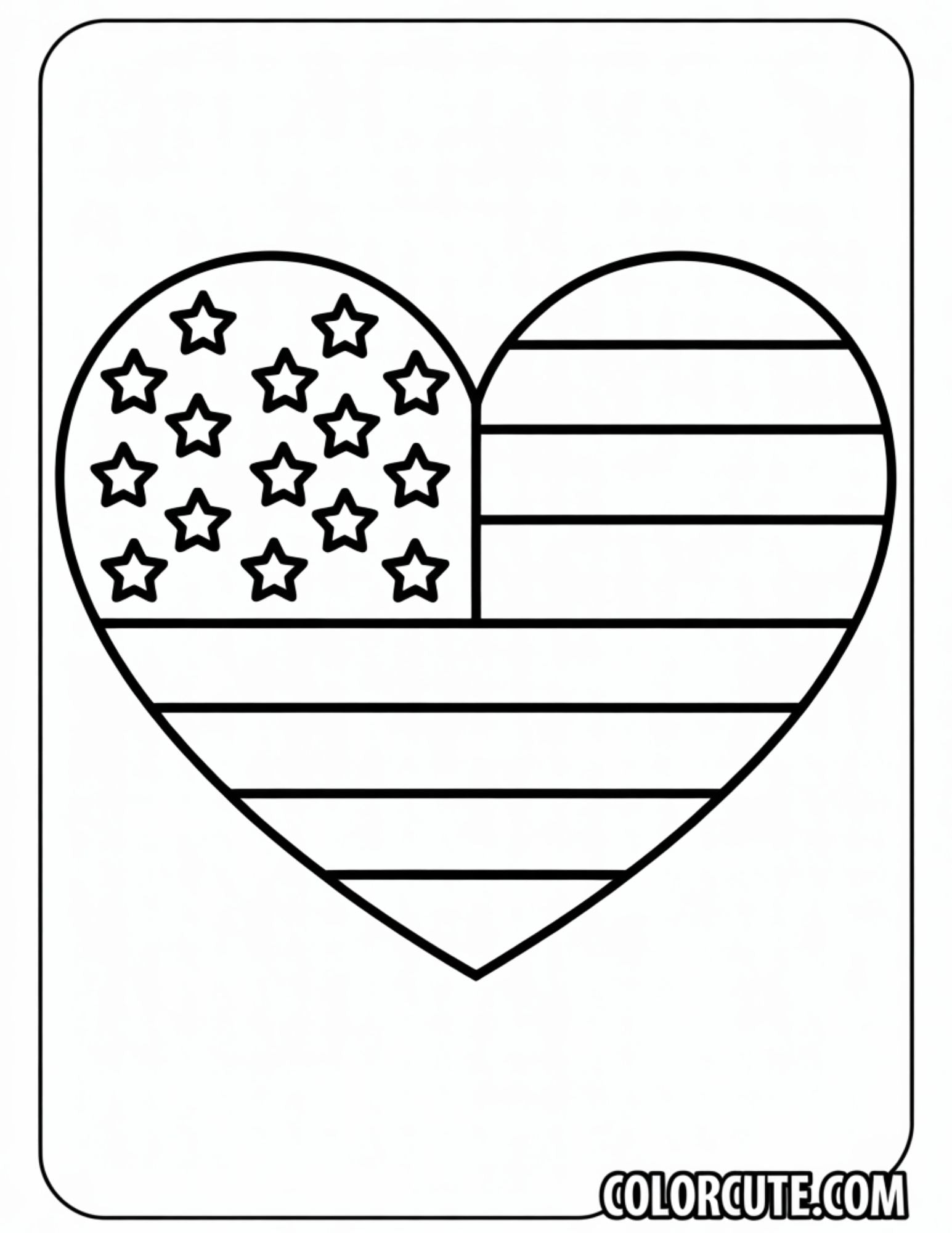 4th of July Heart Coloring Pages | Free PDF Printables – Color Cute ...