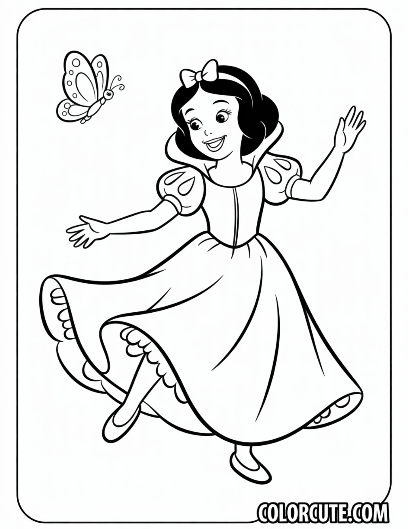 Happy Snow White Coloring Page | Free PDF Printables – Color Cute ...