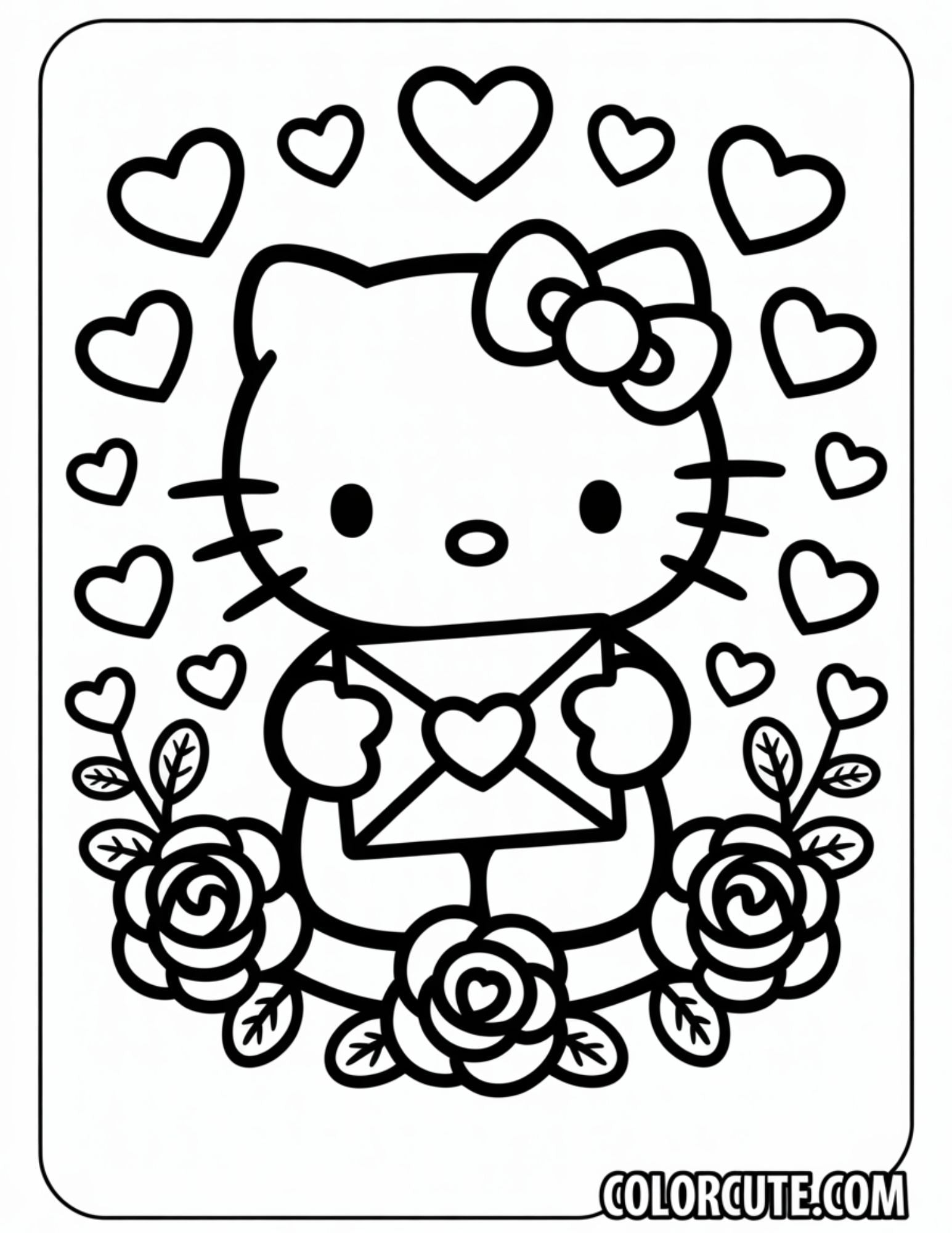 Hello Kitty Valentine Coloring Page | Free PDF Printables – Color Cute ...