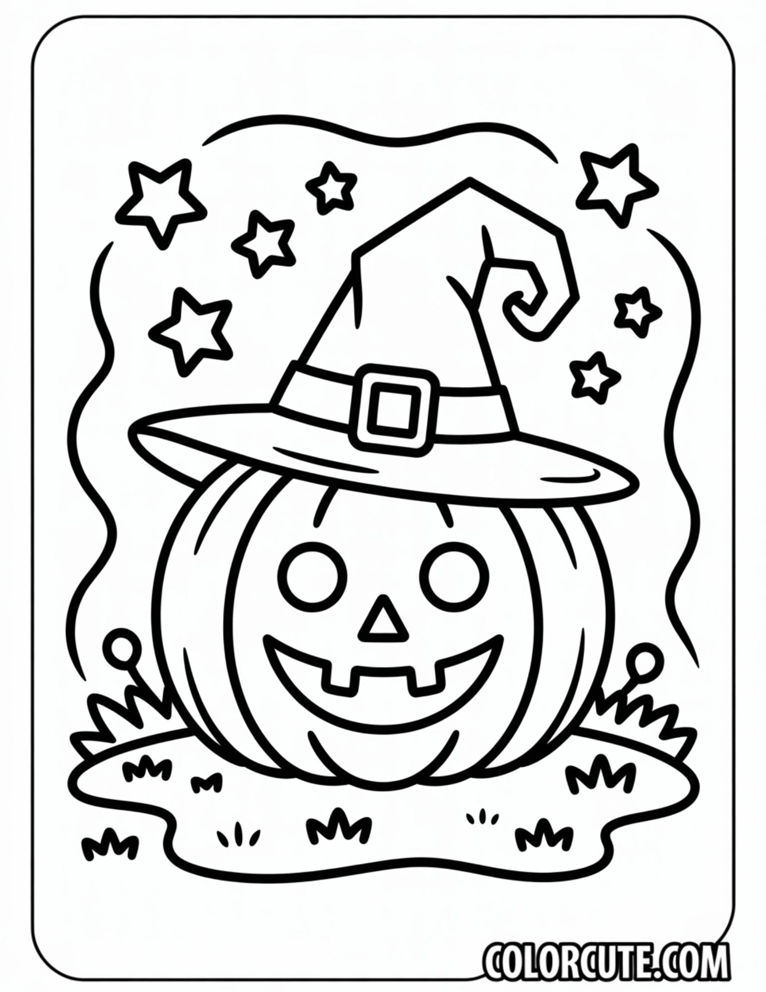 Witch Pumpkin Coloring Page | Free PDF Printables – Color Cute - Free ...