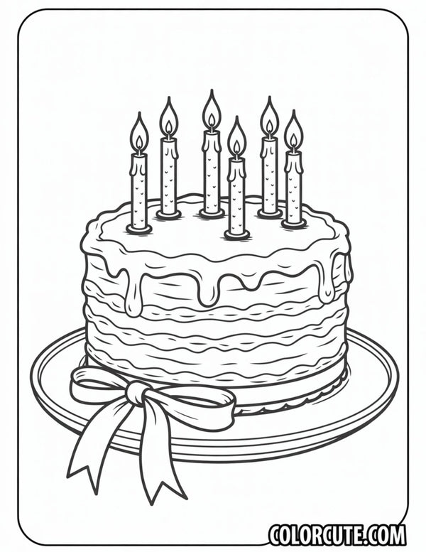 Cake Coloring Page | Free PDF Printables – Color Cute - Free Coloring Pages