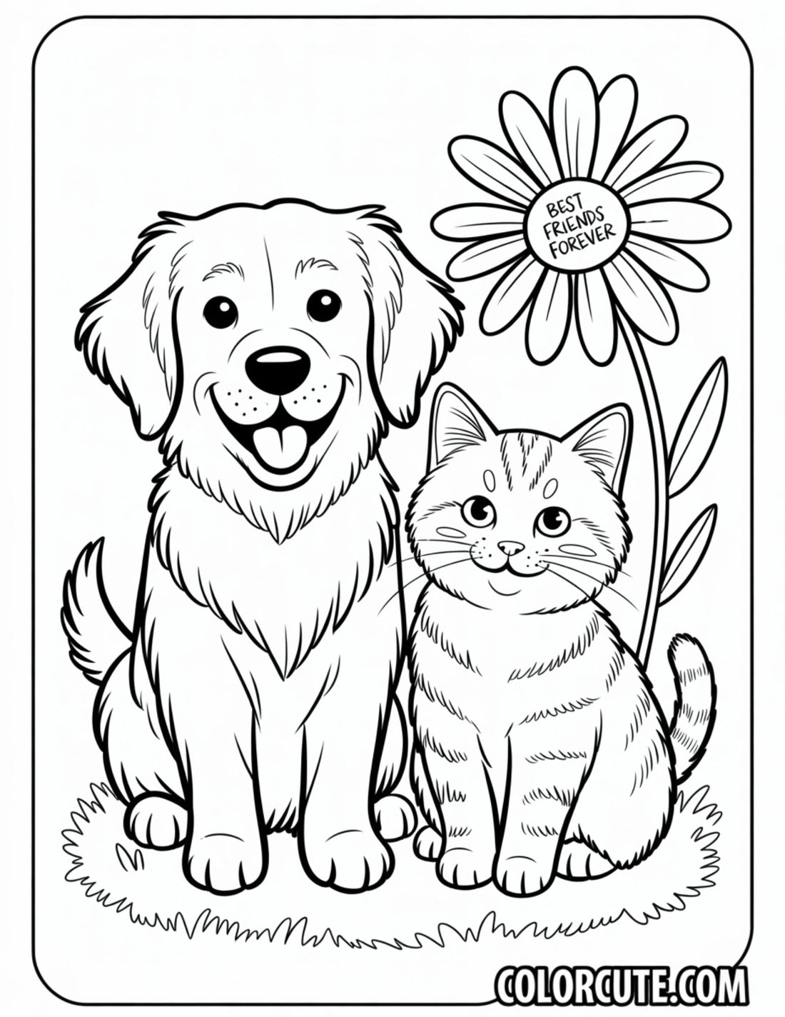 Cat and Dog Coloring Pages | Free PDF Printables – Color Cute - Free ...